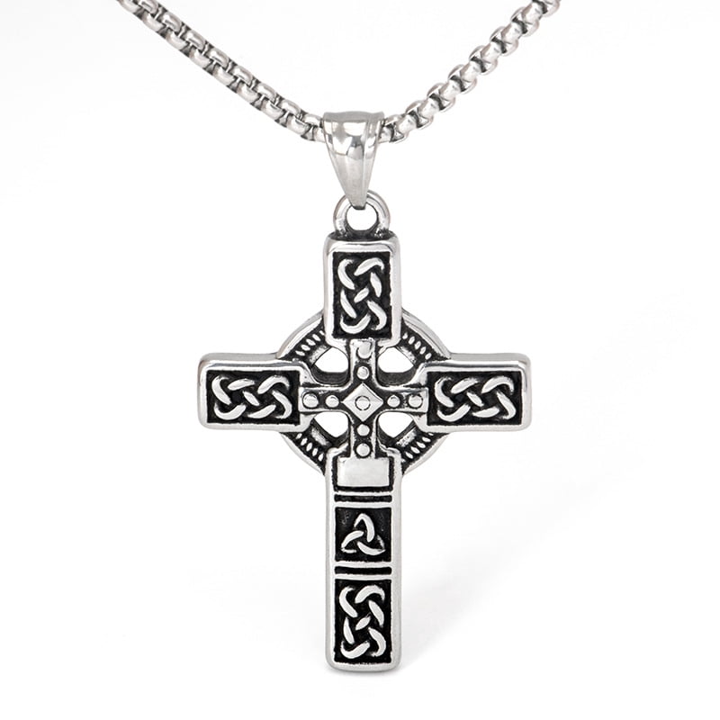 Leander stainless steel hip-hop punk street style fashion cross pendant ...