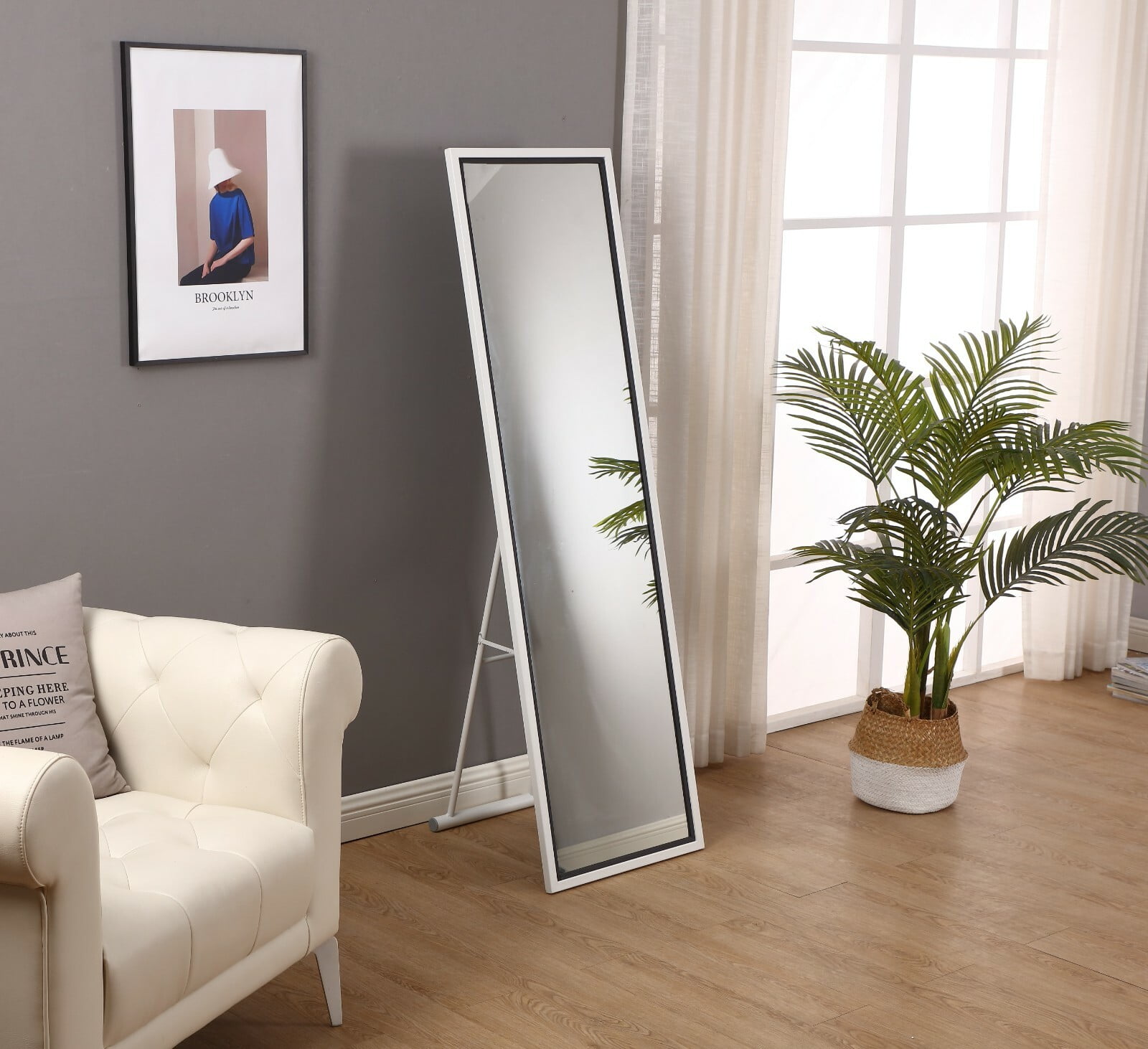 Leaner Rectangle Floor Mirror (White) - Walmart.com