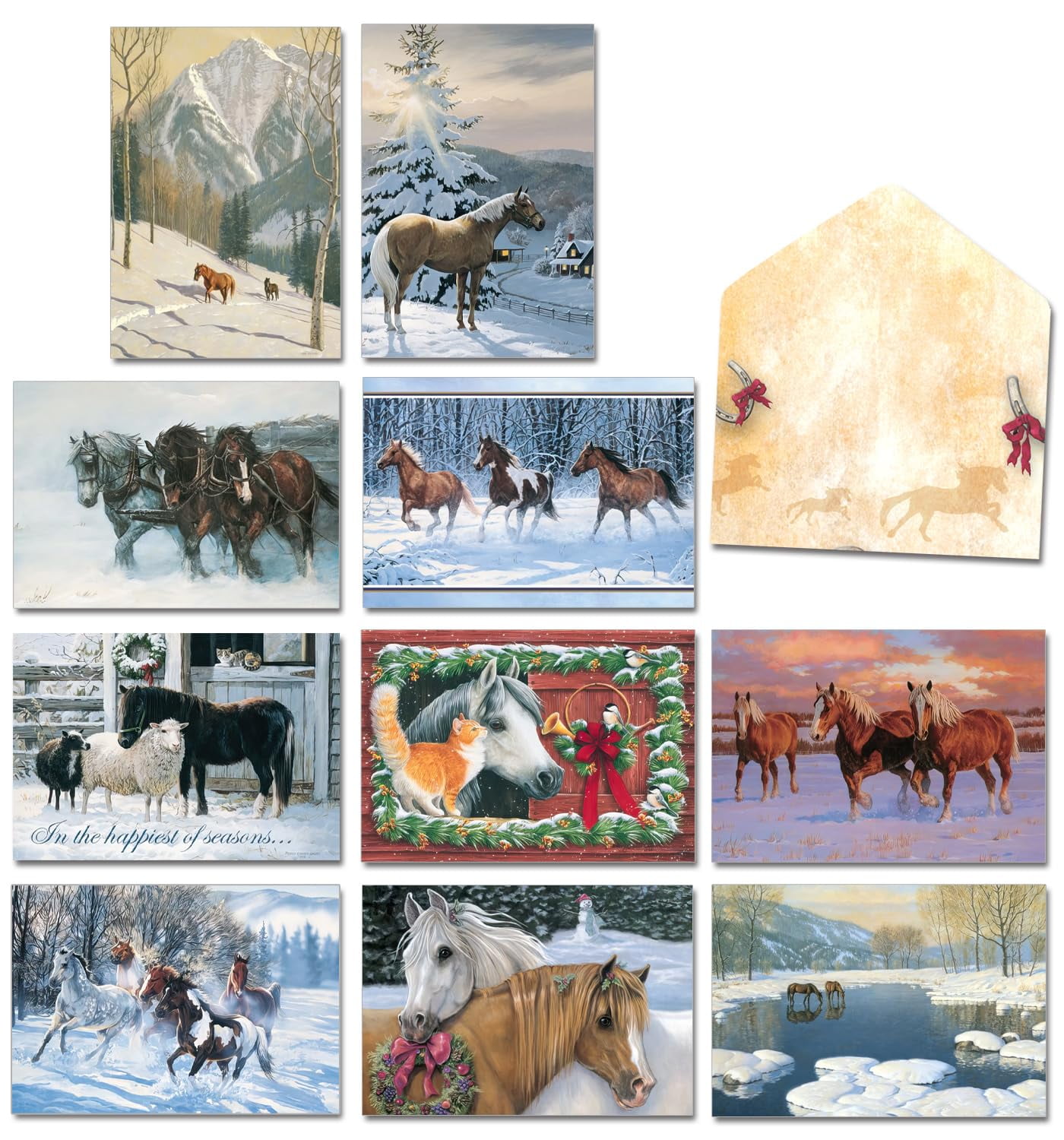 Leanin' Tree, Hoofin' It Through the Holidays, Boxed Christmas Cards ...