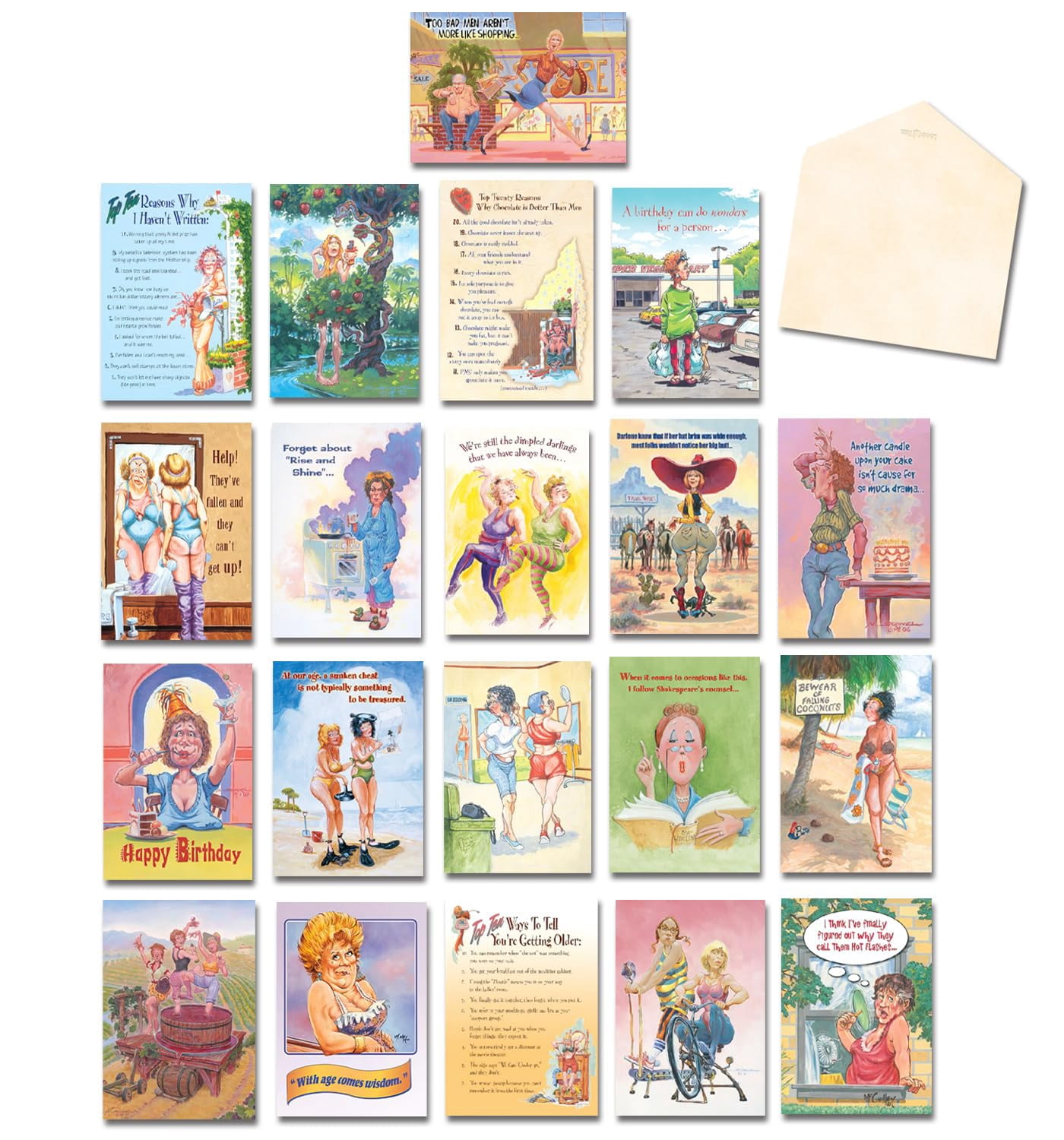 Leanin' Tree Smokin' Hot Ladies - Made In USA - 20 Assorted Cards with ...