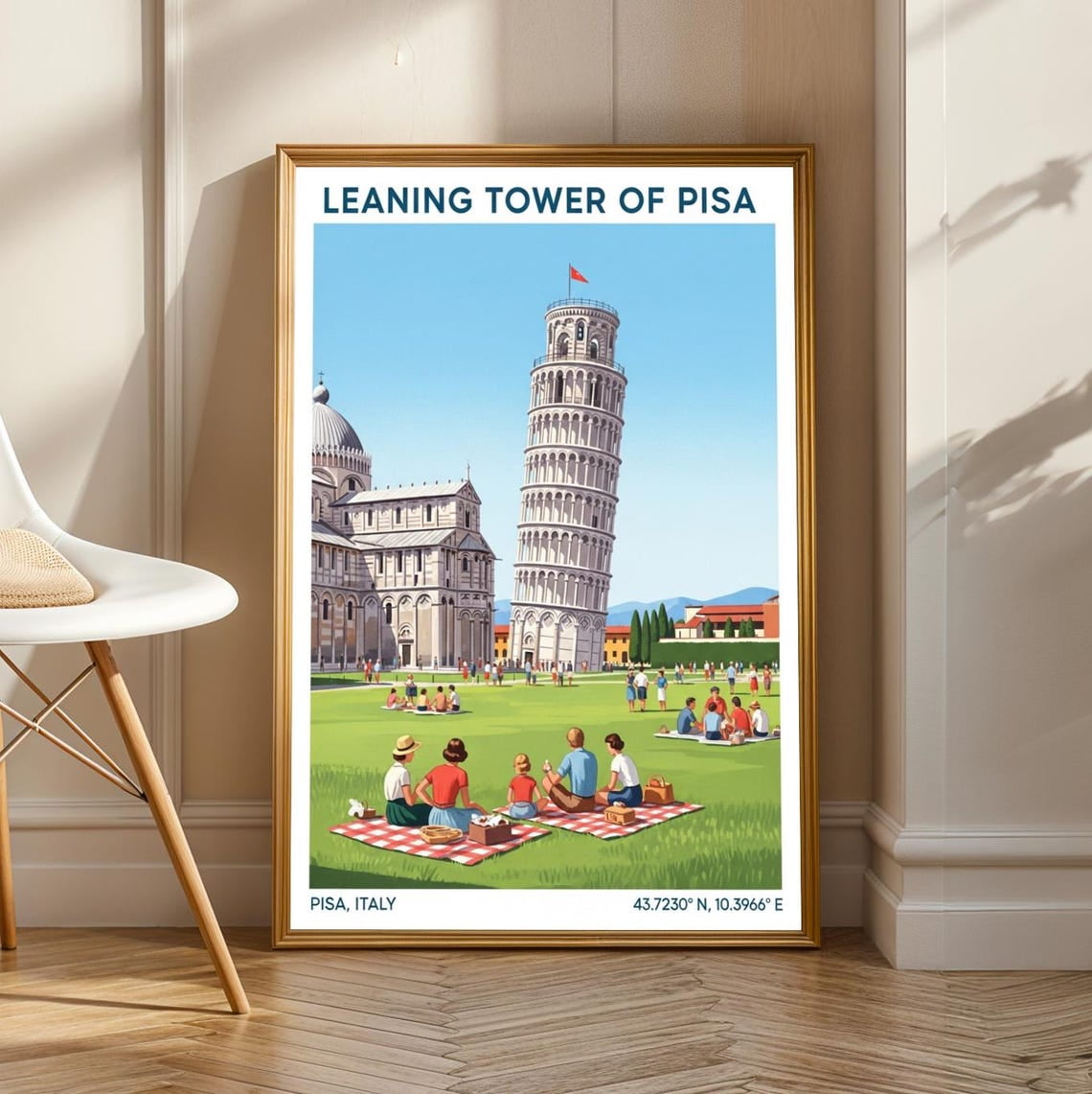 Leaning Tower Of Pisa Print: Vintage Gouache Travel Poster, Unframed ...