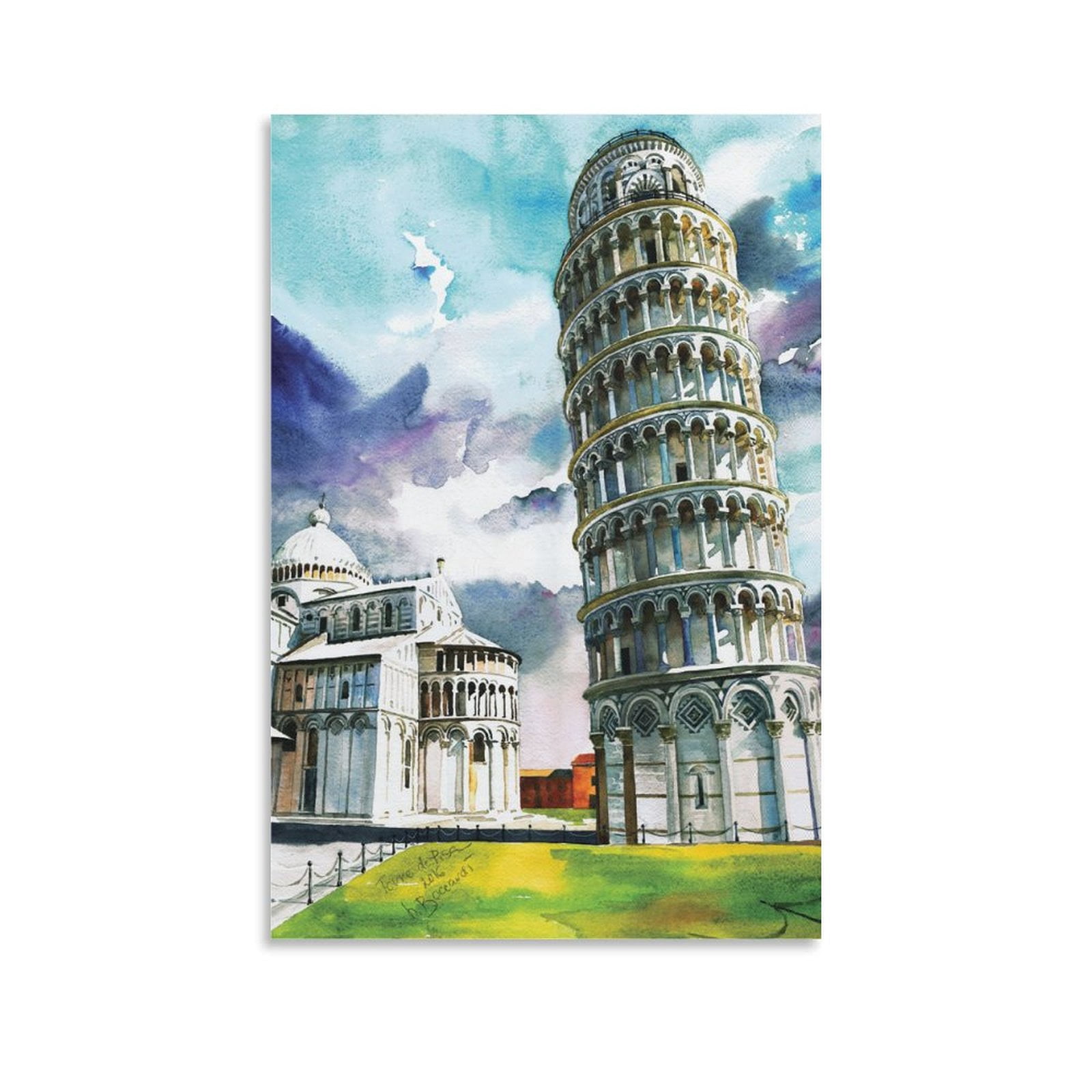 Leaning Tower of Pisa Italy Canvas Poster Wall Art Picture Prints ...