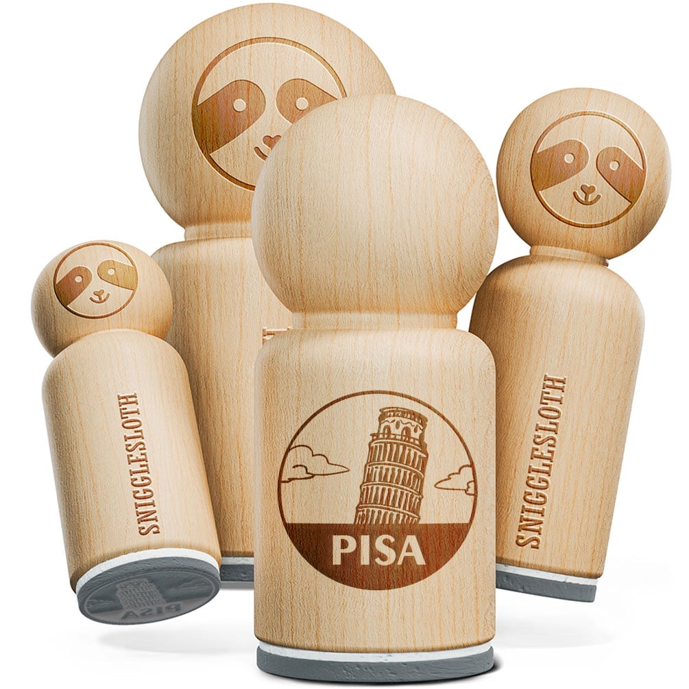 Leaning Tower of Pisa Italy Landmark Destination Circle Rubber Stamp ...