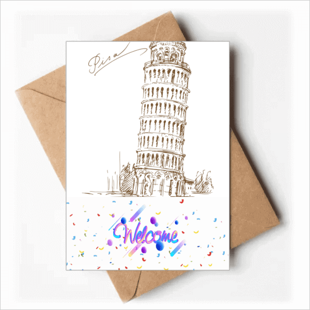 Leaning Tower of Pisa Italy Pisa Welcome Back Greeting Cards Envelopes ...