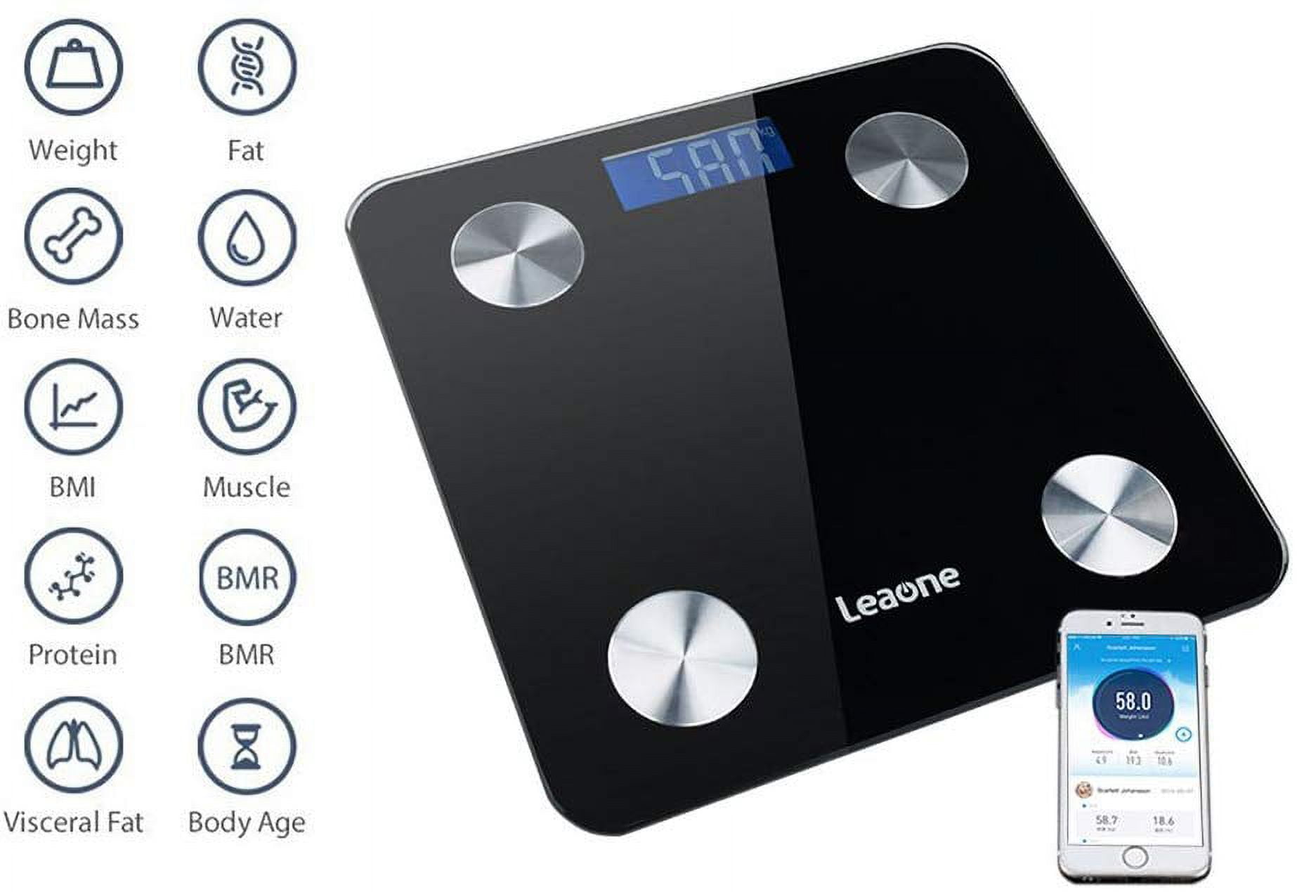 Leaone Scale Digital Weight and Body Fat, Smart Bluetooth Body Weight ...