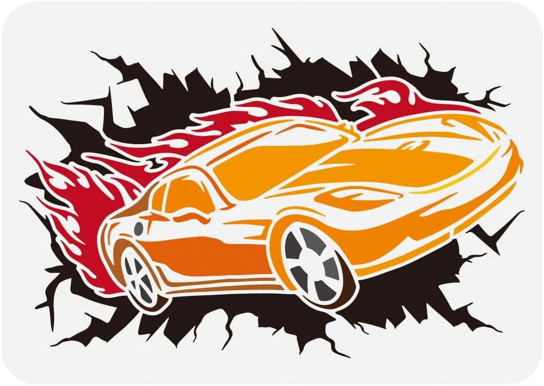 Leap Car Painting Stencil 8.3x11.7 inch Hollowed Broken Wall Drawing ...