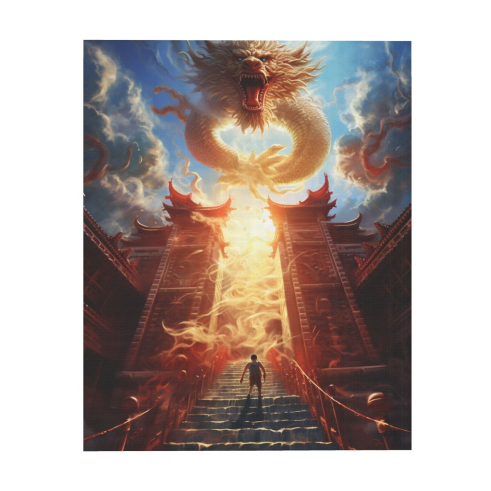 Leap Over The Dragon Gate (2) Canvas Frameless Painting Wall Art ...