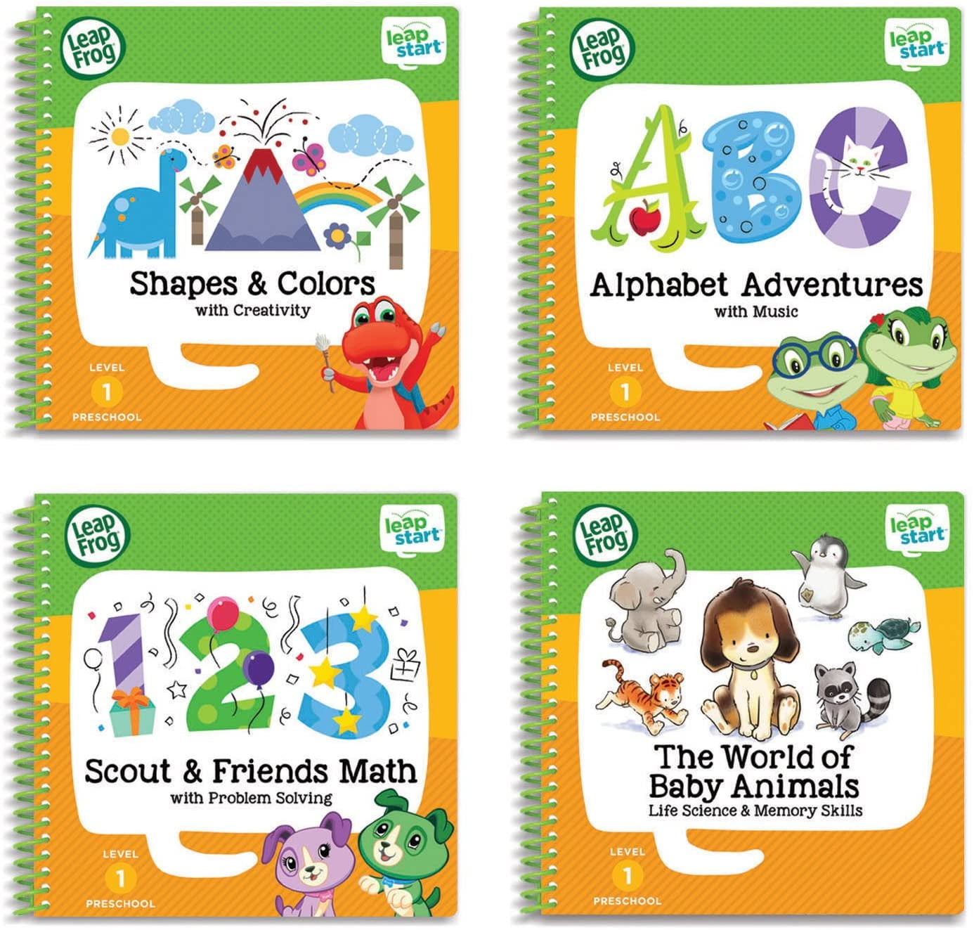 LeapFrog LeapStart 4-in-1 Preschool Learning Activity Book Bundle: ABC ...