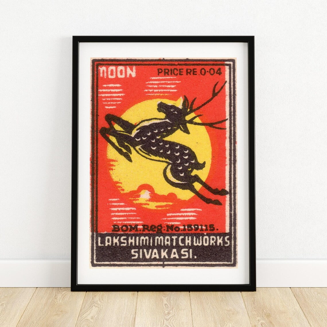 Leaping Deer Matchbox Art Print Vintage Sivakasi Matchworks Decor Retro ...