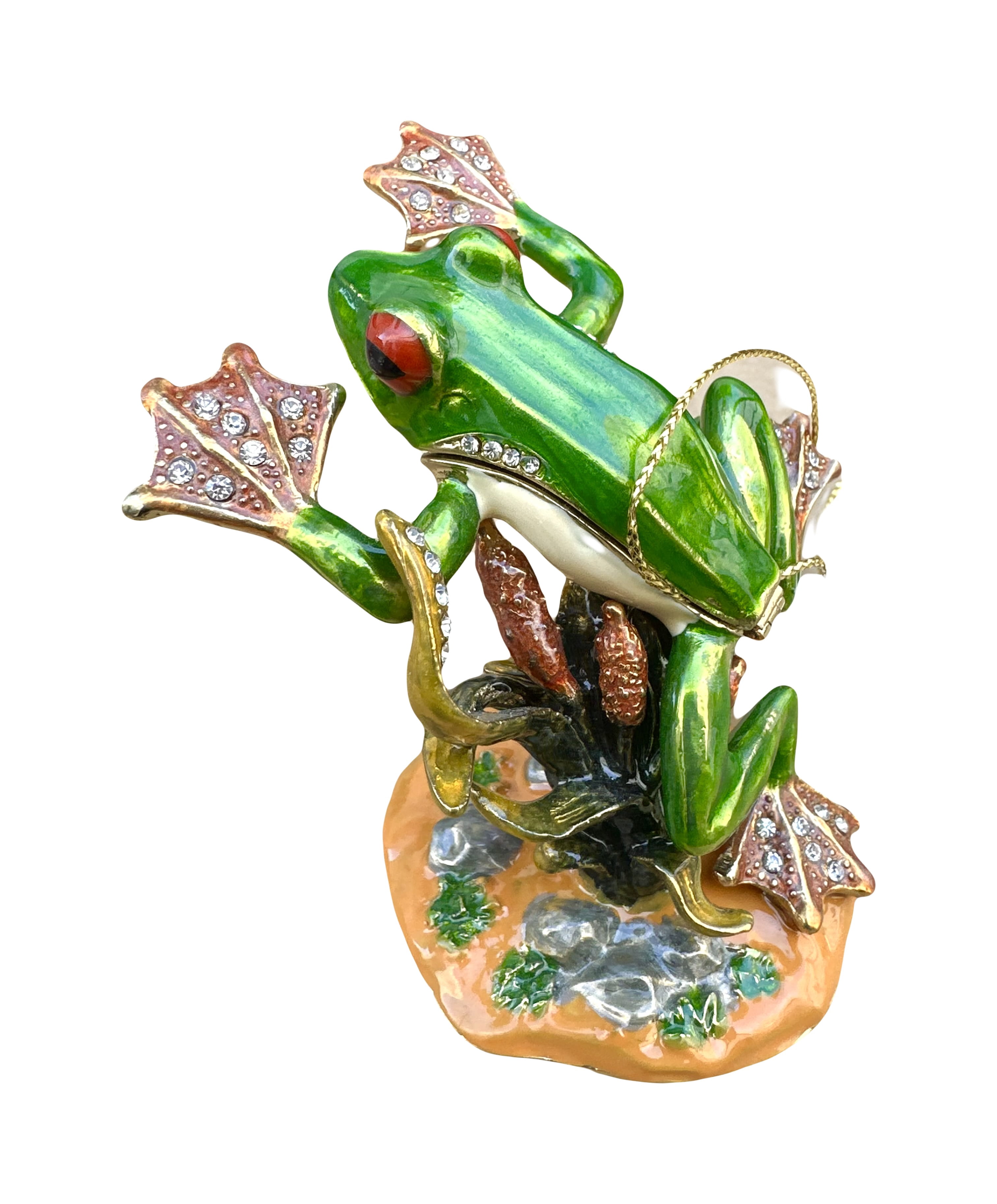 Leaping Green Tree Frog Enameled Keepsake Box Figure - Walmart.com