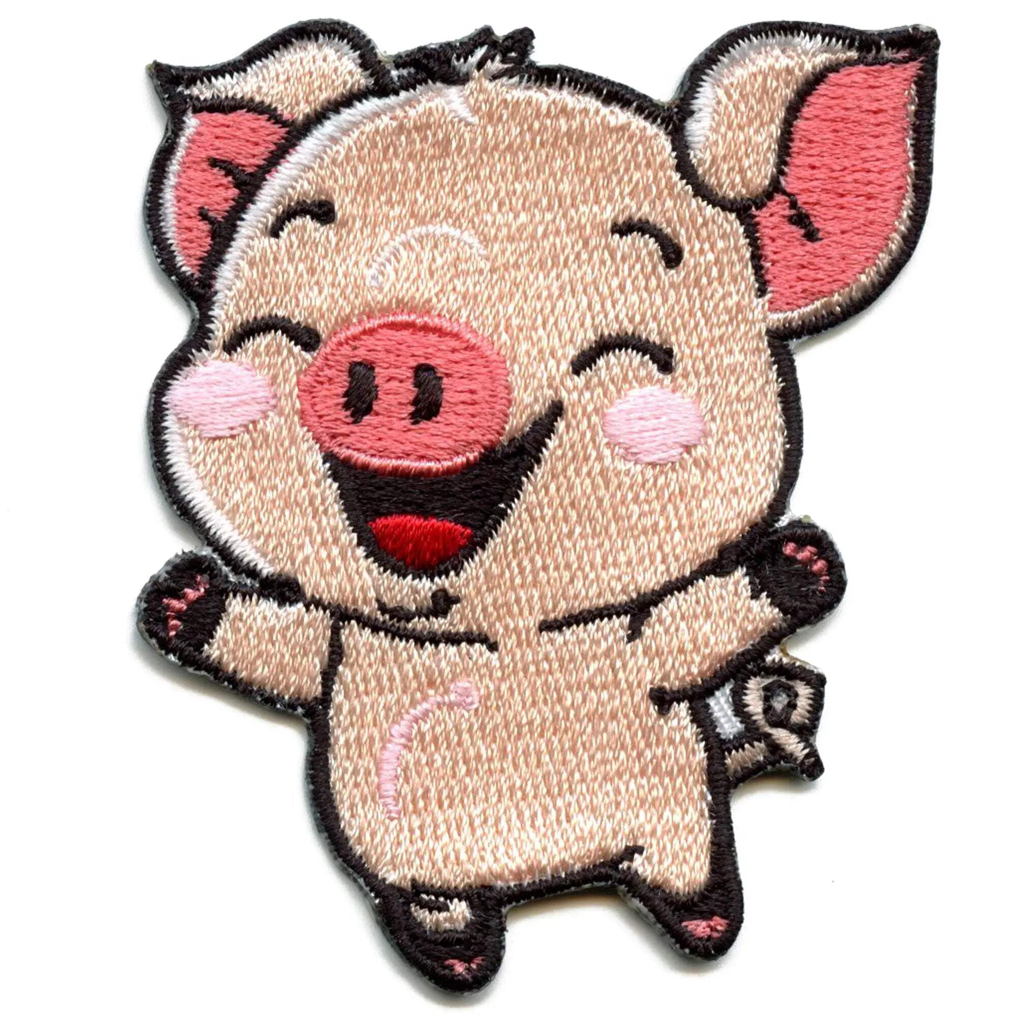 Leaping Happy Pig Patch Adorable Cartoon Mammal Embroidered Iron On ...
