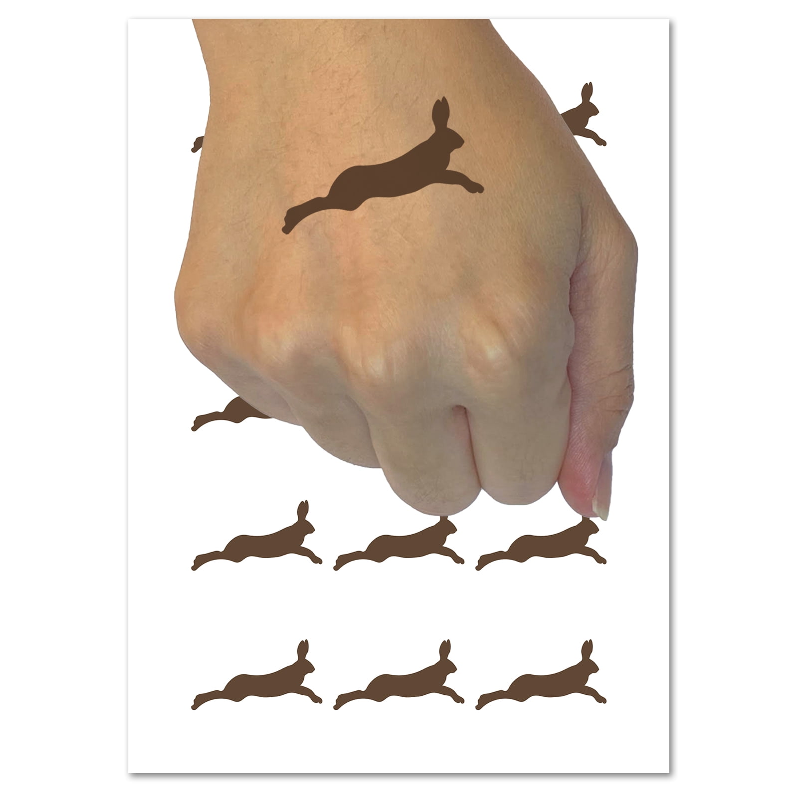 Leaping Jack Rabbit Silhouette Water Resistant Temporary Tattoo Set ...