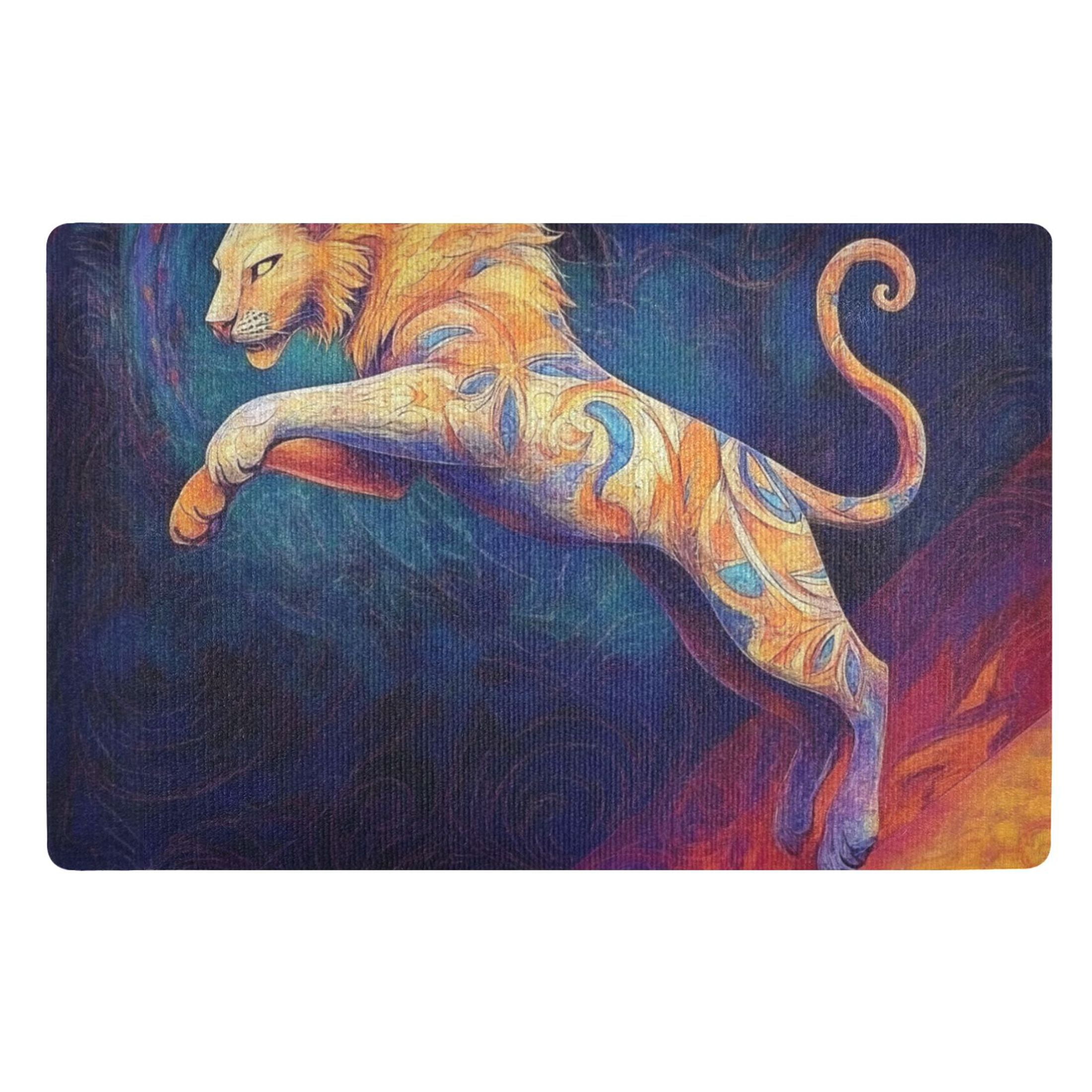 Leaping Lion Floor Door Mat Outdoor Indoor for Home Entrance Welcome ...