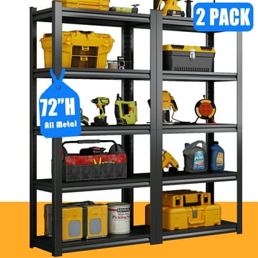 WEN Four-Tier Industrial Steel Storage Rack with Adjustable Shelving ...