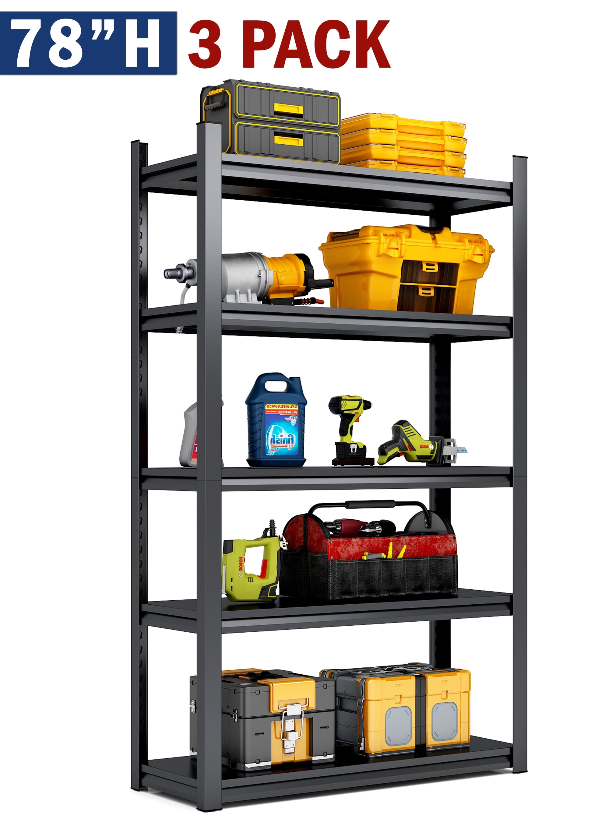 "Leariso 3 PCS Heavy Duty 5-Tier Metal Shelves, Freestanding Storage ...
