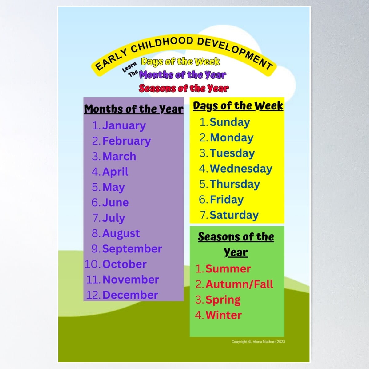 Learn The Days Of The Week Months Of The Year Seasons Of The Year ...