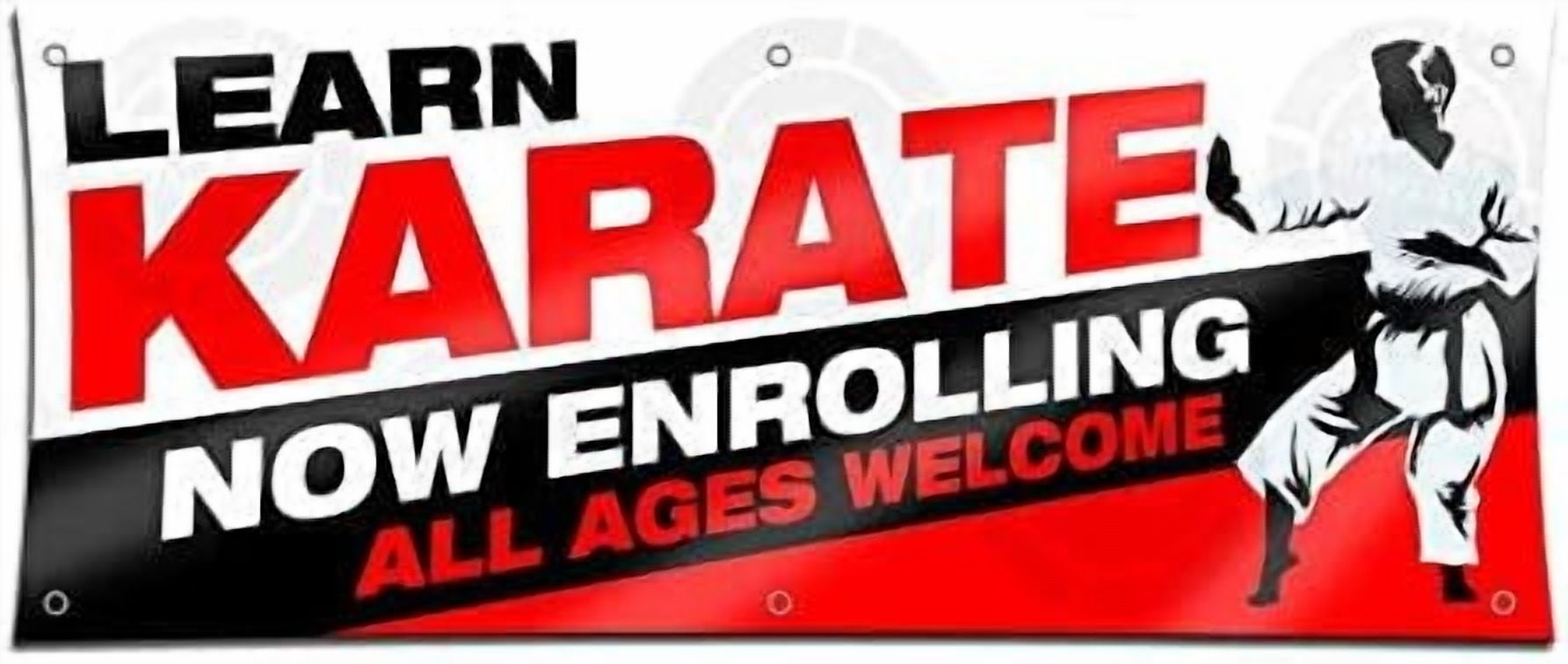 Learn Karate (2ft X 5ft) Banner Enroll Sign Martial Arts School Academy ...