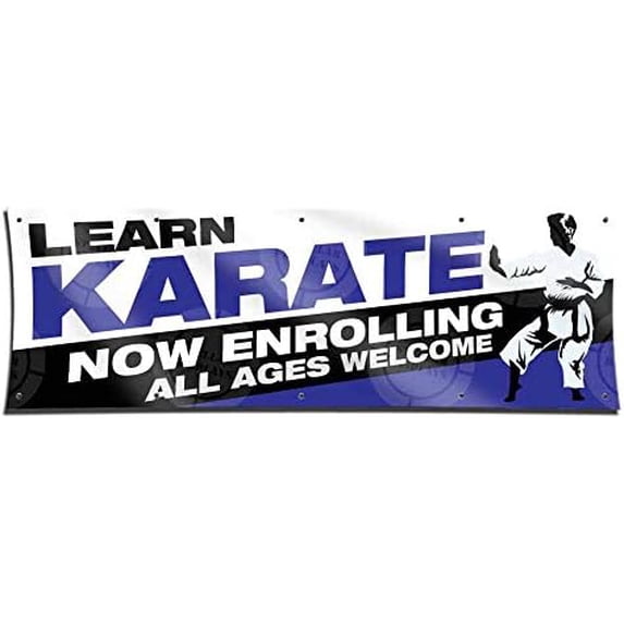 Learn Karate (3ft X 9ft) Banner Enroll Sign Martial Arts School Academy ...