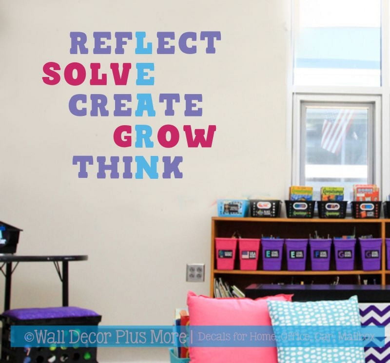Learn Reflect Solve Create Grow Think School Classroom Wall Decoration ...