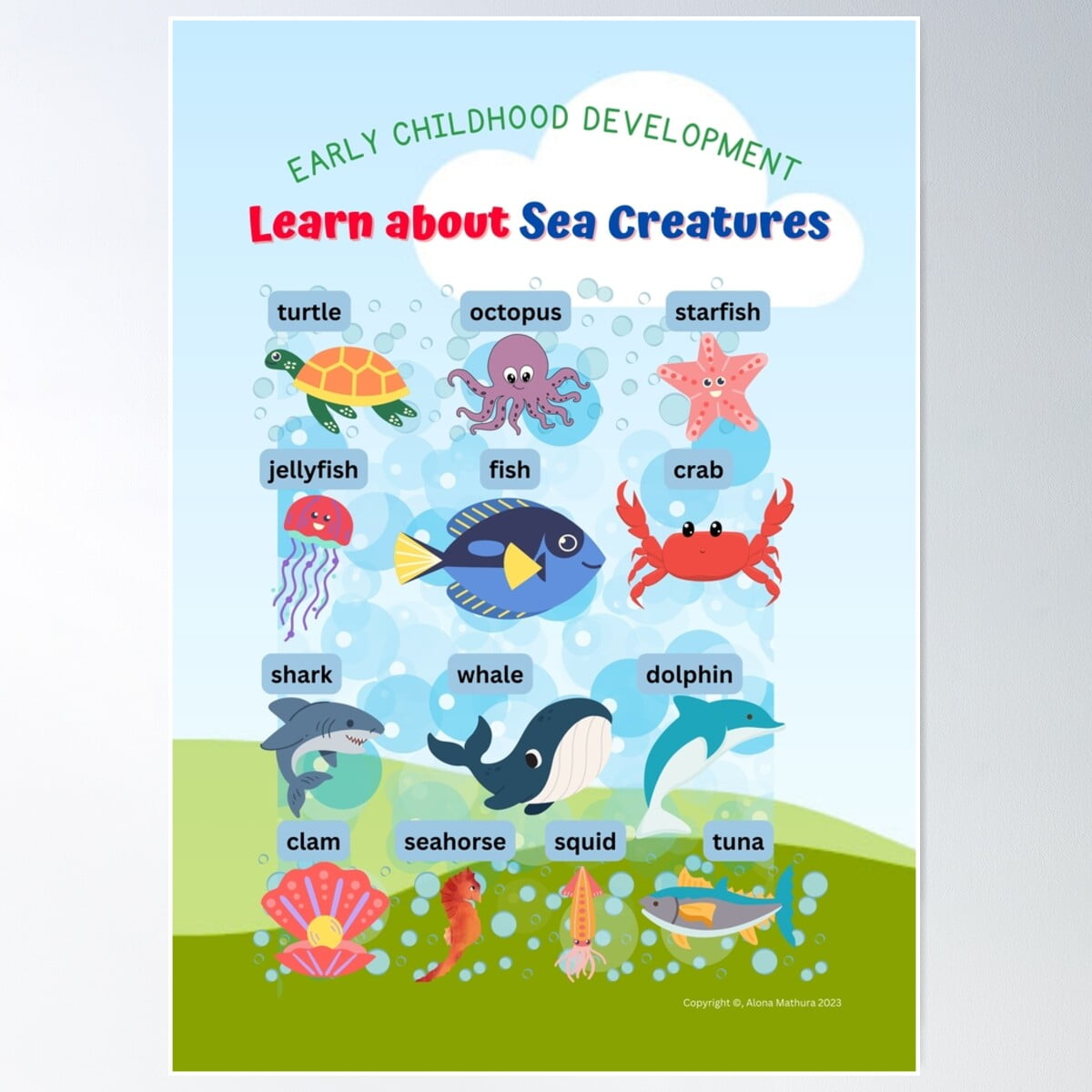 Learn About Sea Creatures Classroom Poster/Chart & Other School/Home ...