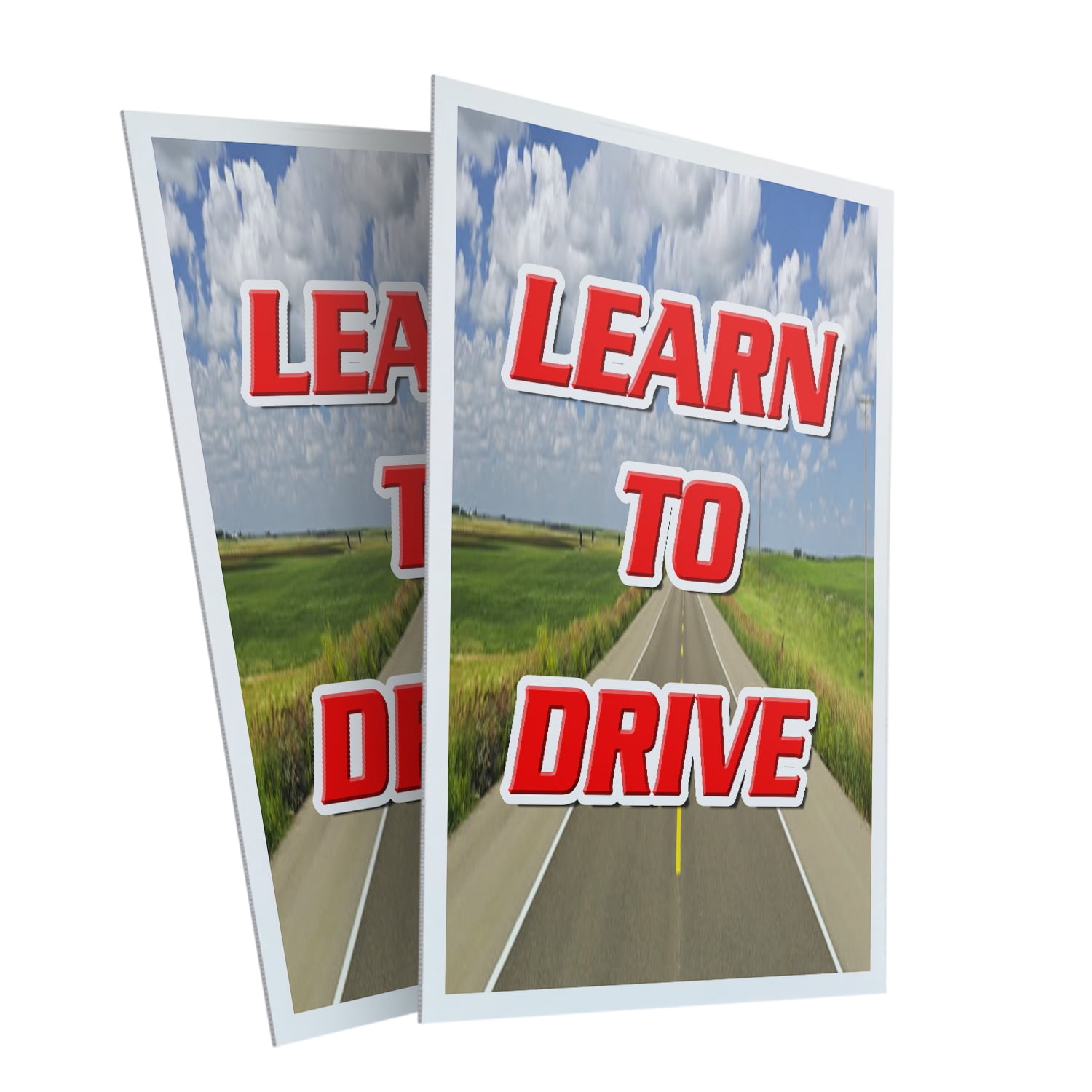 Learn To Drive (2-PACK) 24" x 36" Plastic Signs | Sign Insert 4mm ...