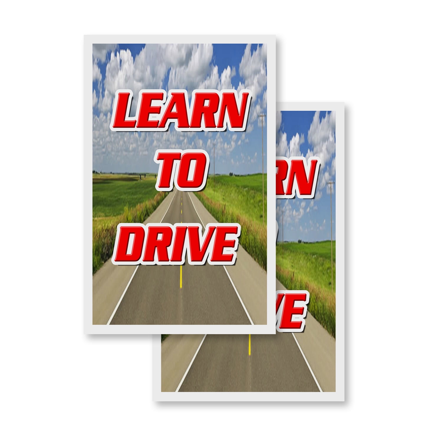 Learn To Drive (2-PACK) 24" x 36" Vinyl Decals | Sign Insert Peel ...