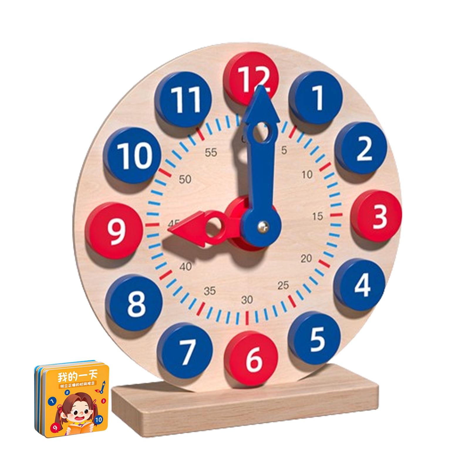 Learn To Tell Time Clock For Kids | Wood Telling Time Teaching Clock ...