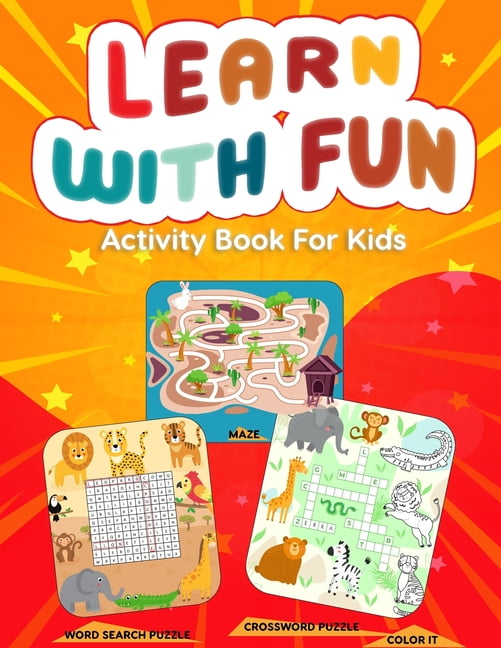 Learn With Fun Activity Book For Kids: Word Search Puzzle, Crossword ...