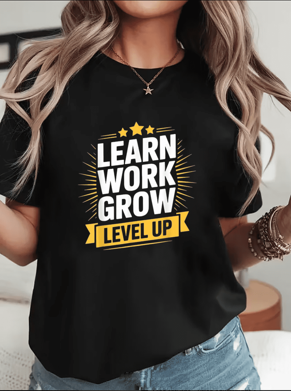 Learn Work Grow Level Up Motivational Growth Inspirational Unisex T ...