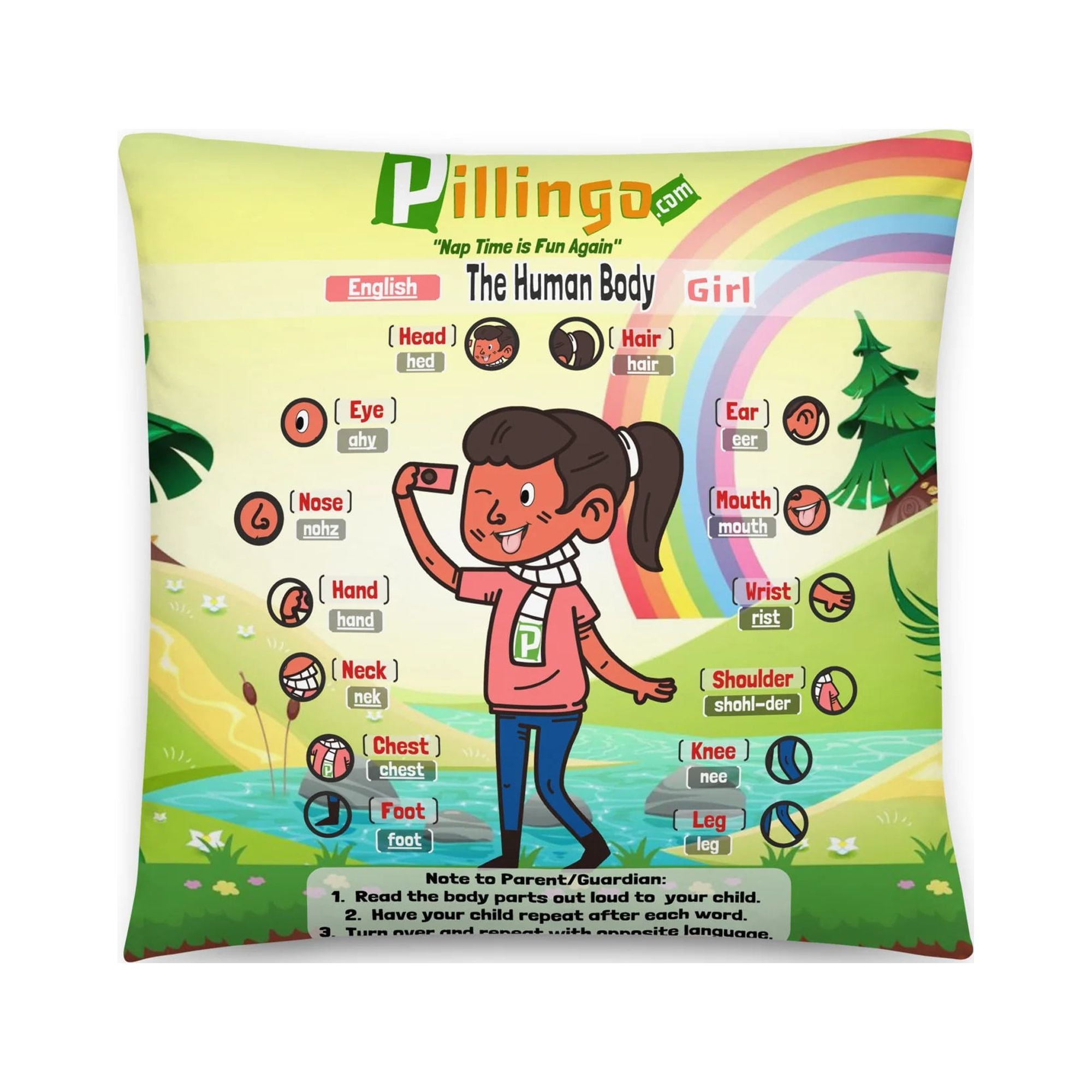 Learn and Lounge: Pillingo's Spanish/English Human Body Pillow for ...