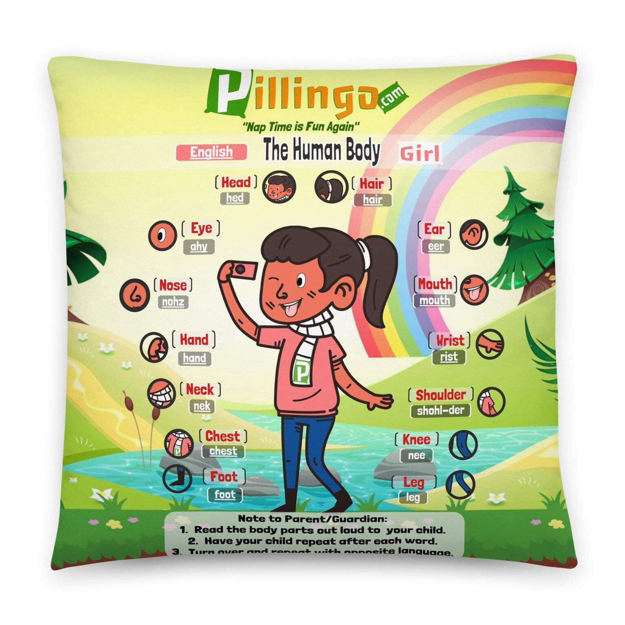 Learn and Lounge: Pillingo's Spanish/English Human Body Pillow for ...