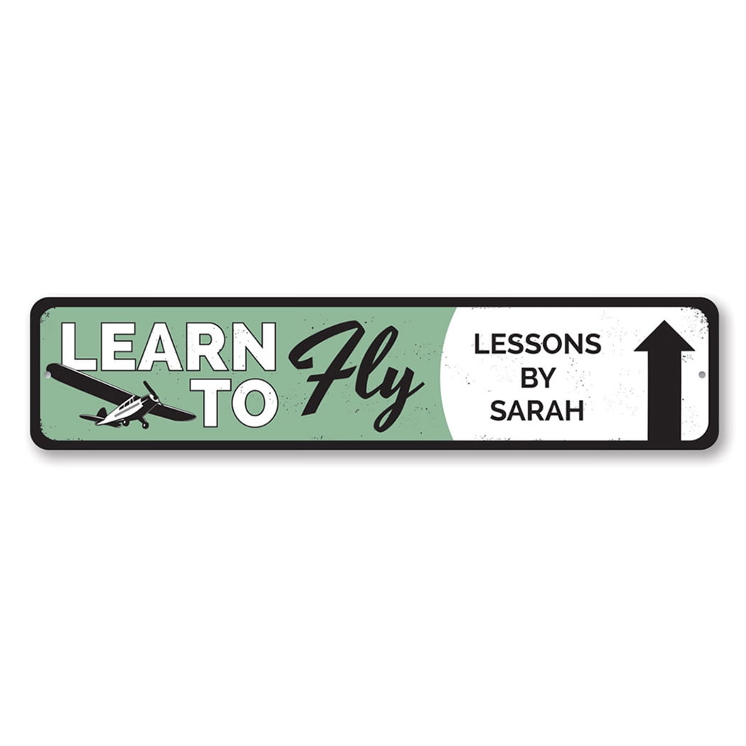 Learn to Fly Sign, Flying Lessons by Custom Pilot Name Sign, Airplane ...