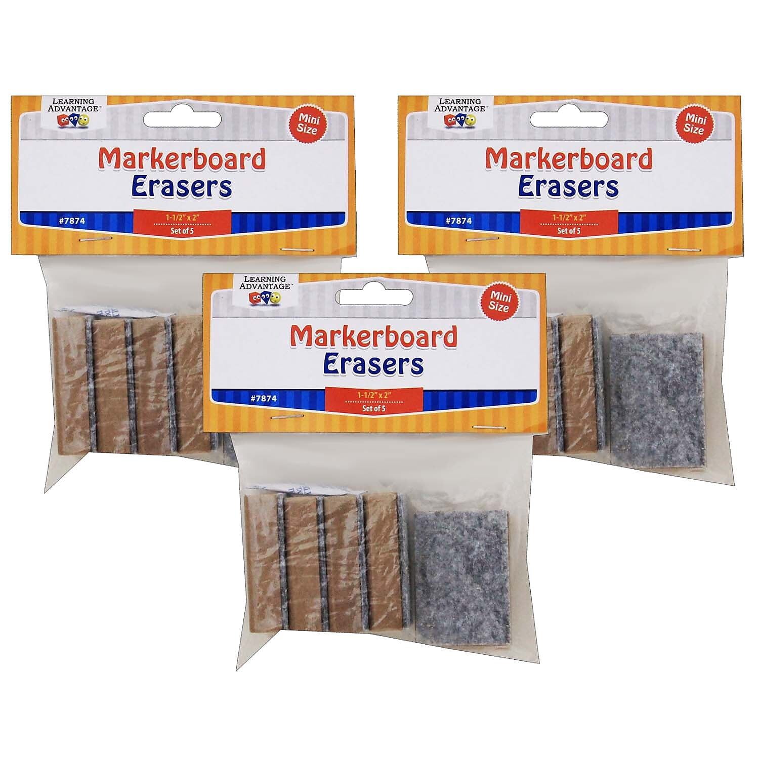 Learning Advantage CTU7874-3 Mini Markerboard Erasers - Set of 3 ...