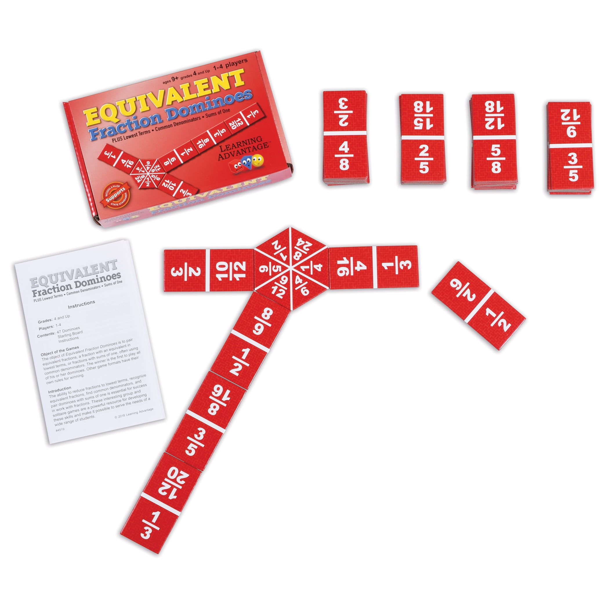 Learning Advantage Equivalent Fraction Dominoes - Math Game for Kids ...