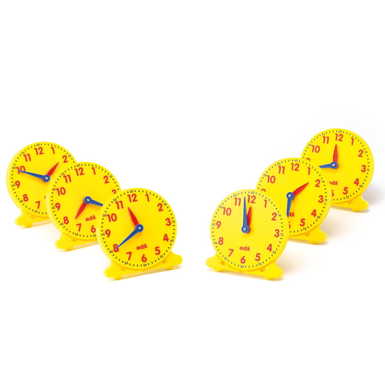 Learning Advantage Geared 12-Hour Time Clock - Student Size - Set of 6 ...