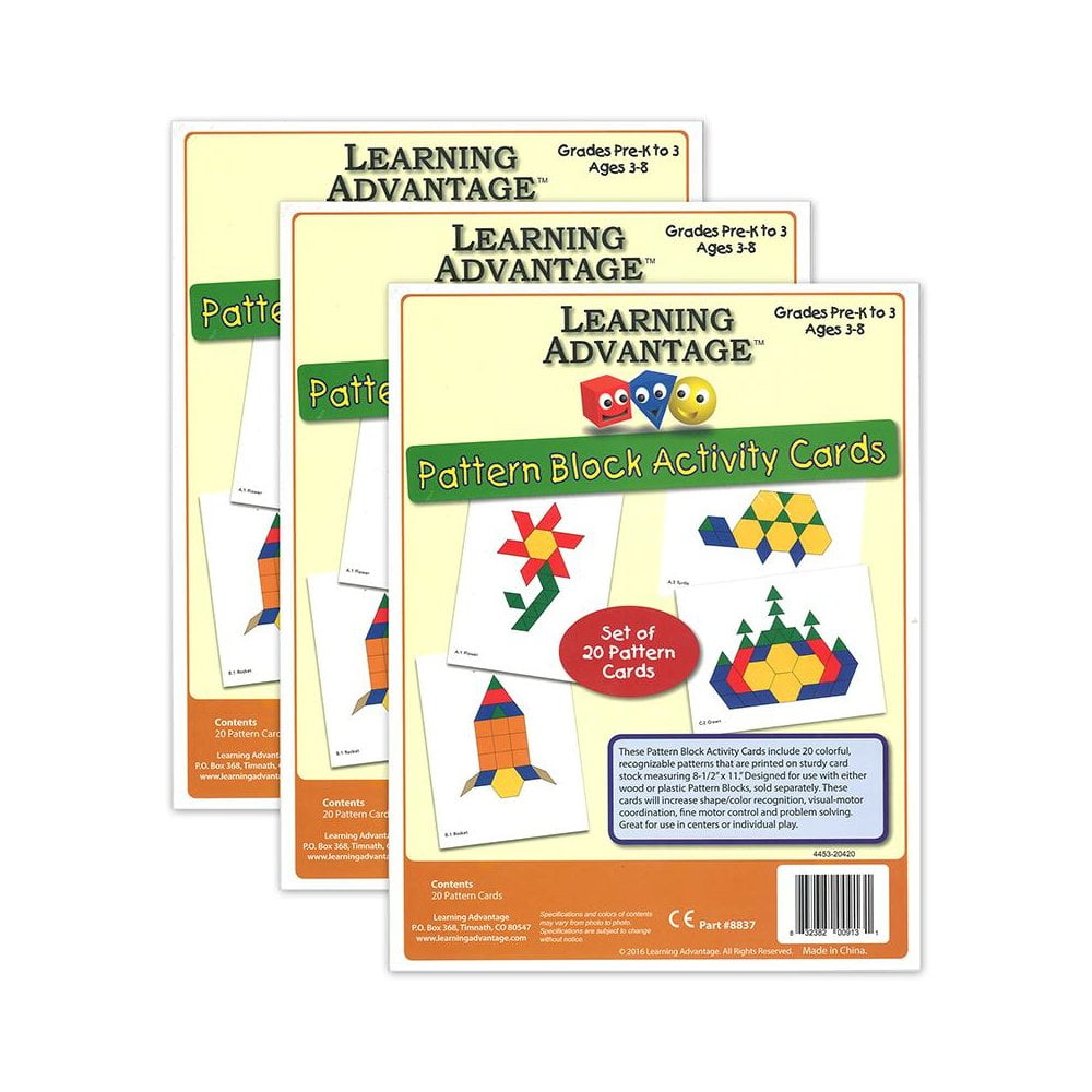Learning Advantage Pattern Block Activity Cards - 20 Per Set - 3 Sets ...