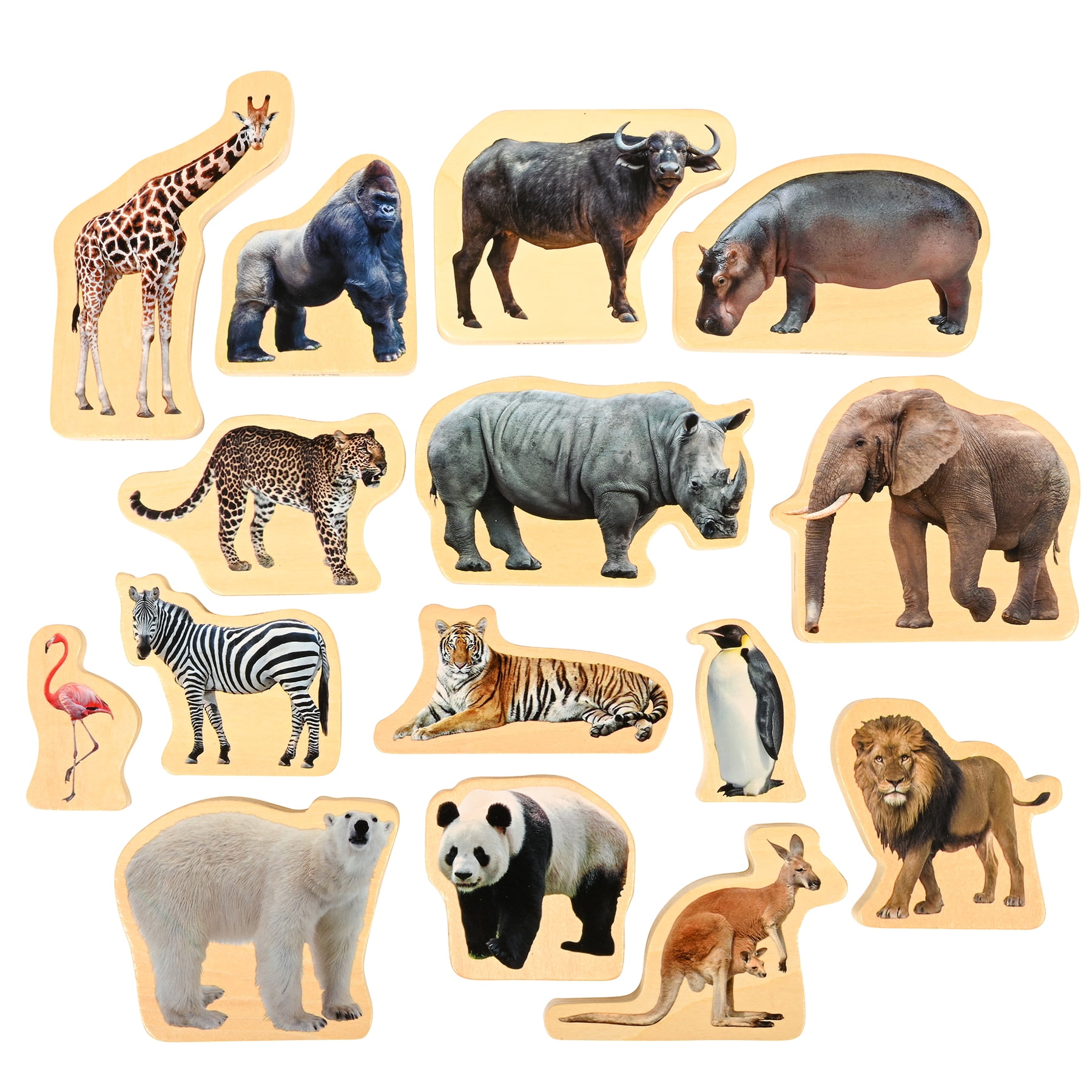 TickiT Wooden Wild Animal Blocks - Set of 15 - Walmart.com
