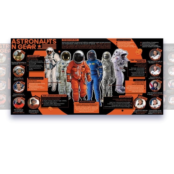 Learning Astronauts in Gear Space Science chart LAMINATED poster for ...