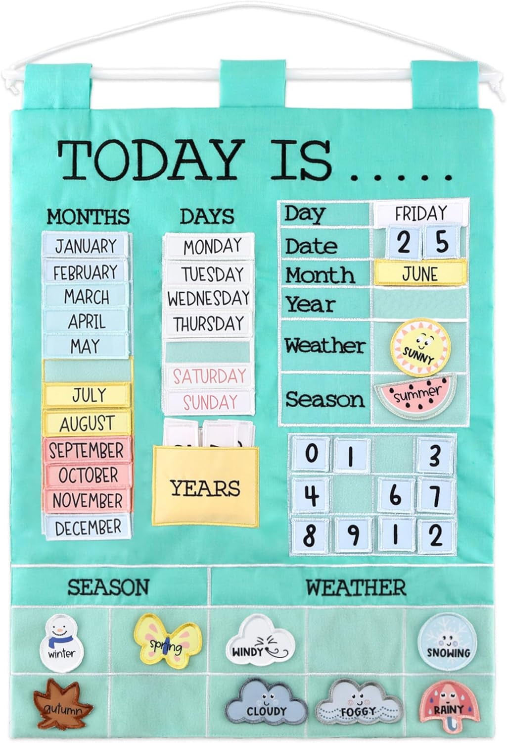 Learning Calendar Wall Chart - Homeschool Supplies, Interactive Pocket ...