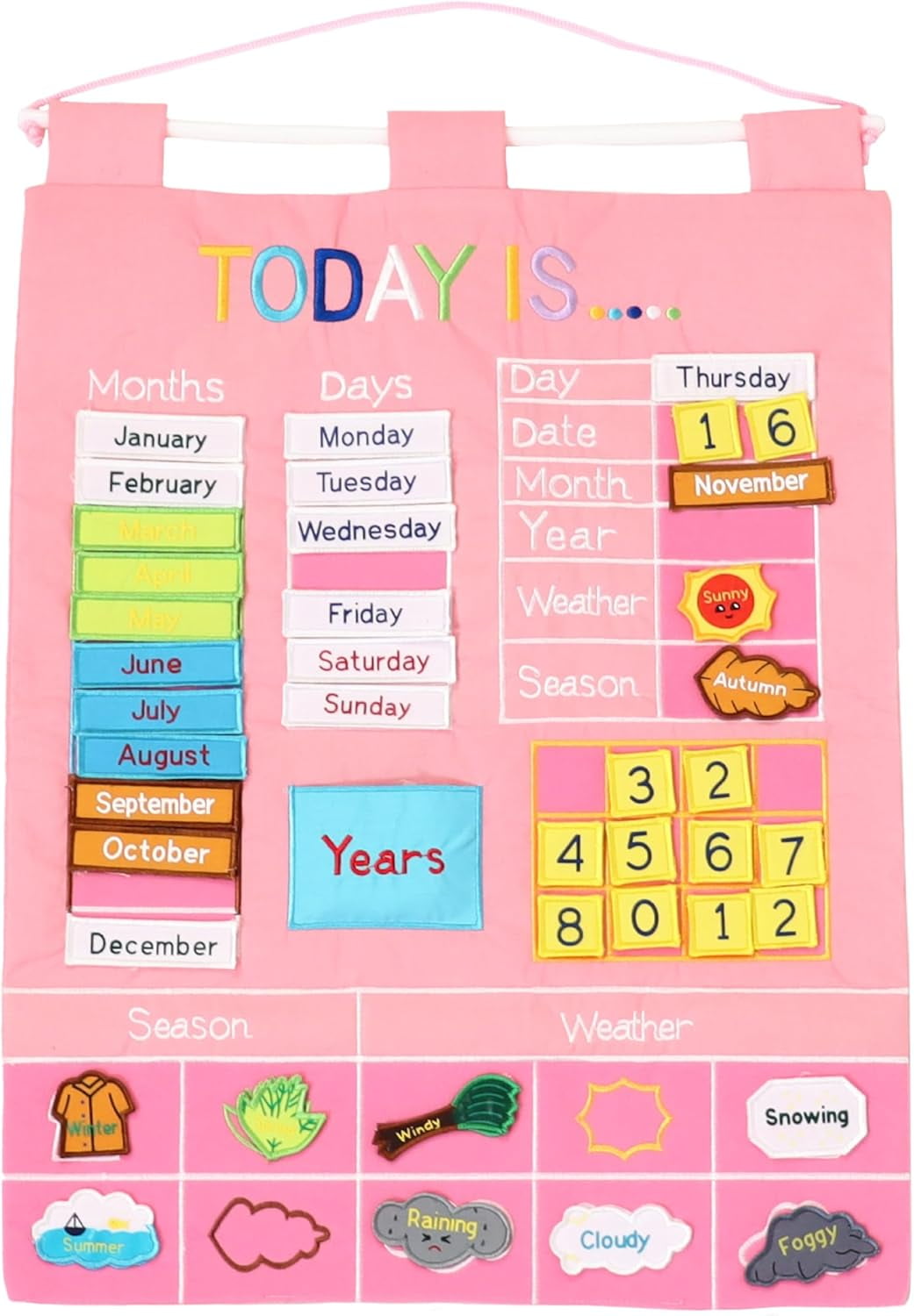 Learning Calendar Wall Chart - Homeschool Supplies, Interactive Pocket ...