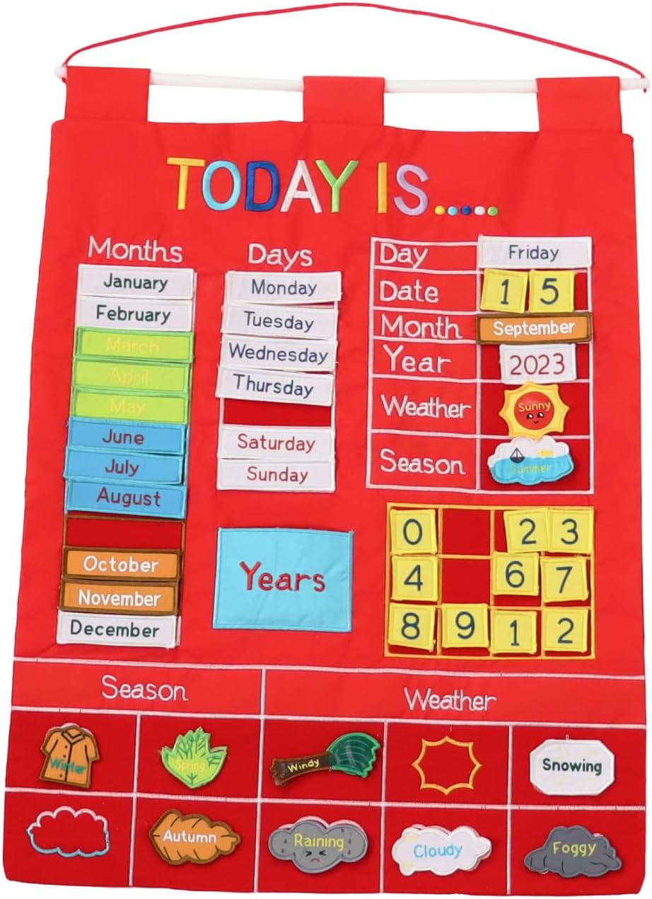 Learning Calendar Wall Chart - Homeschool Supplies, Interactive Pocket ...