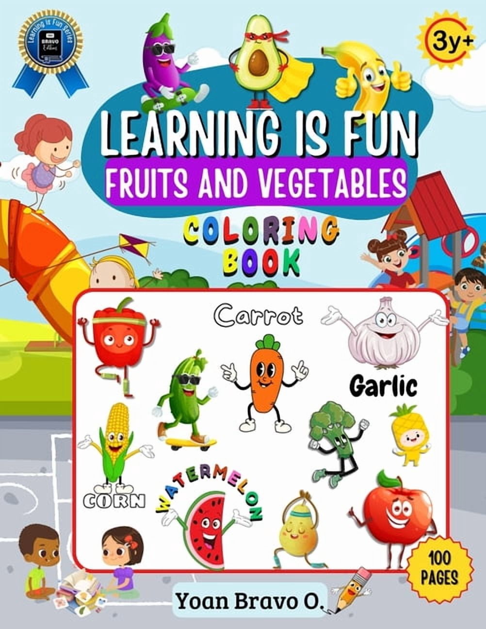 Learning Is Fun Fruits and Vegetables Coloring Book: 100 Coloring Pages ...