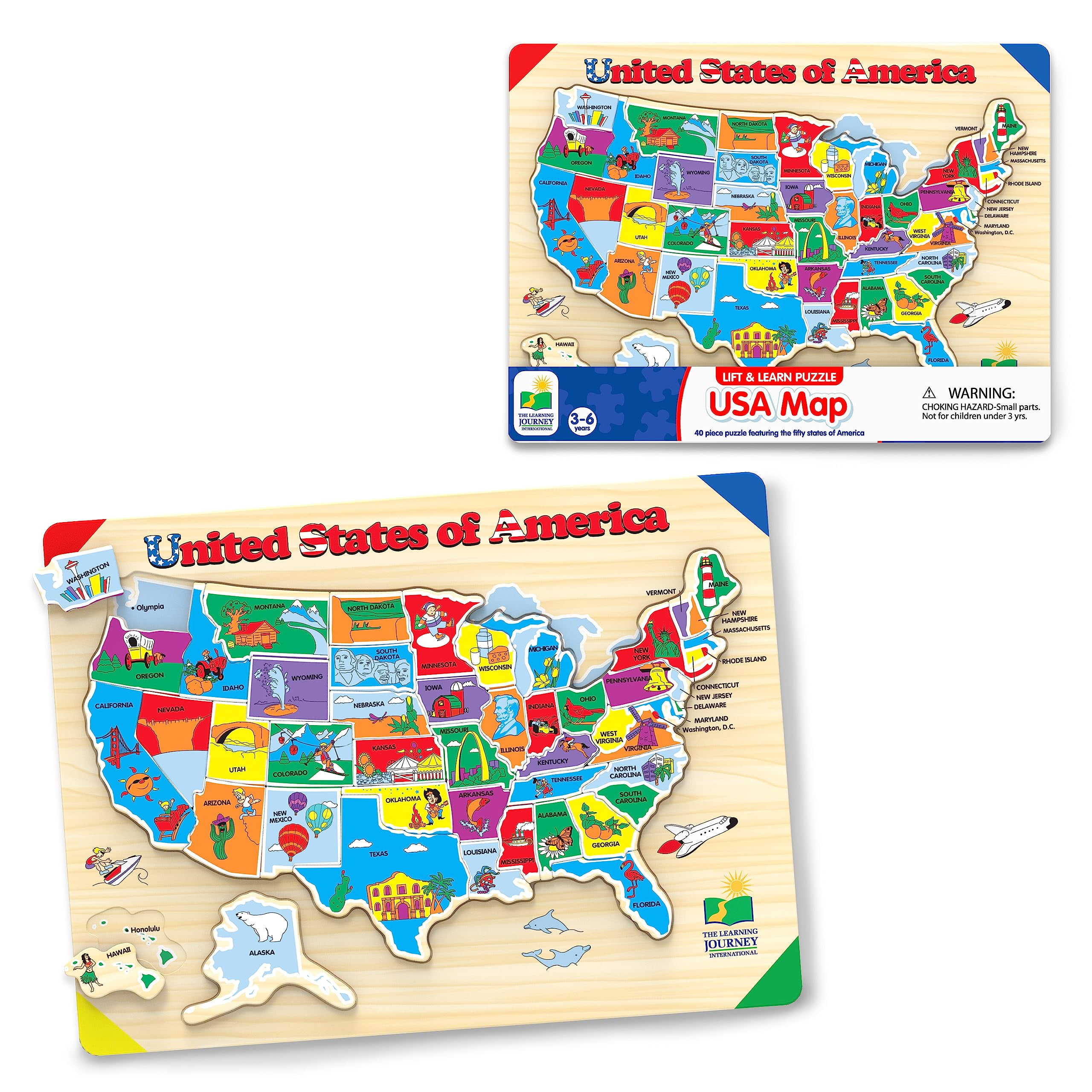 The Learning Journey Lift STF9 & Learn Puzzle - USA Map Puzzle for Kids ...