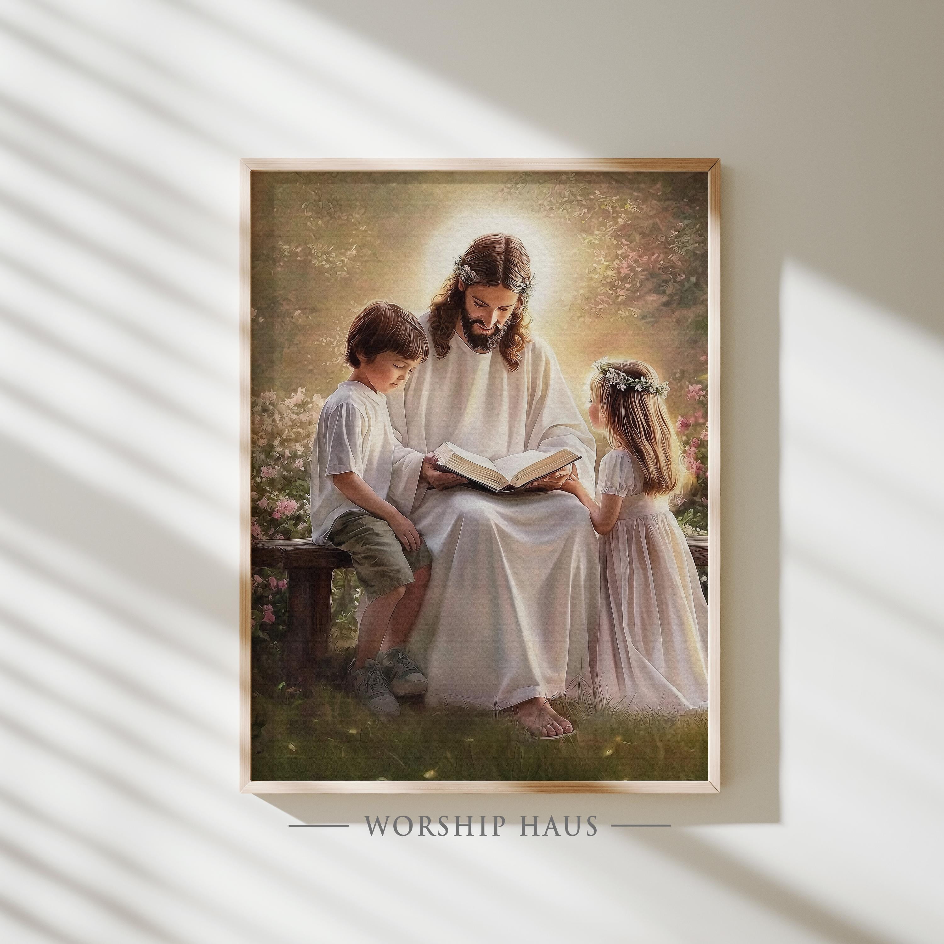 Learning From The Master Christian Art Jesus Teaching Children Scene ...