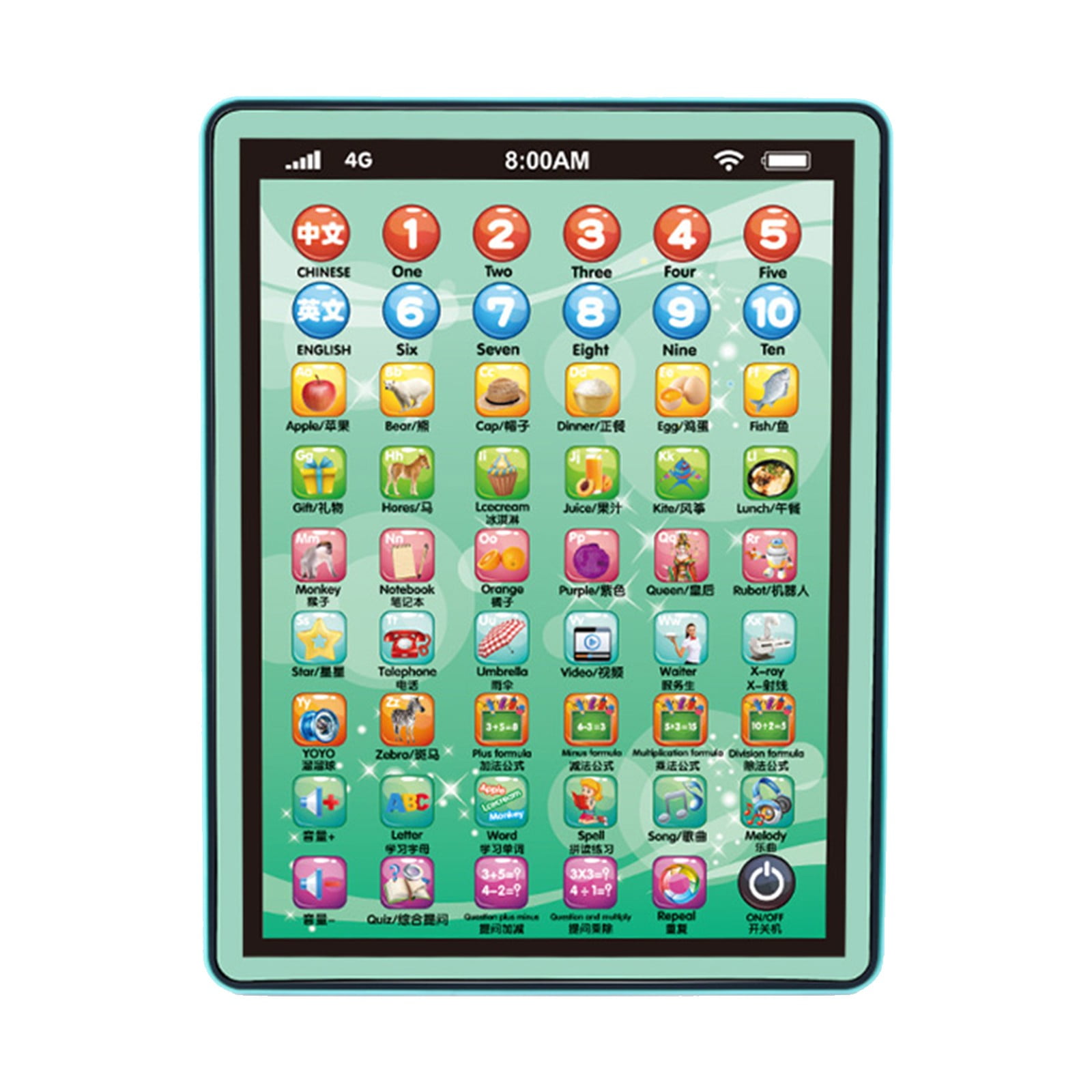 Learning Pad with LED Teach Alphabet Numbers Math Early Development ...