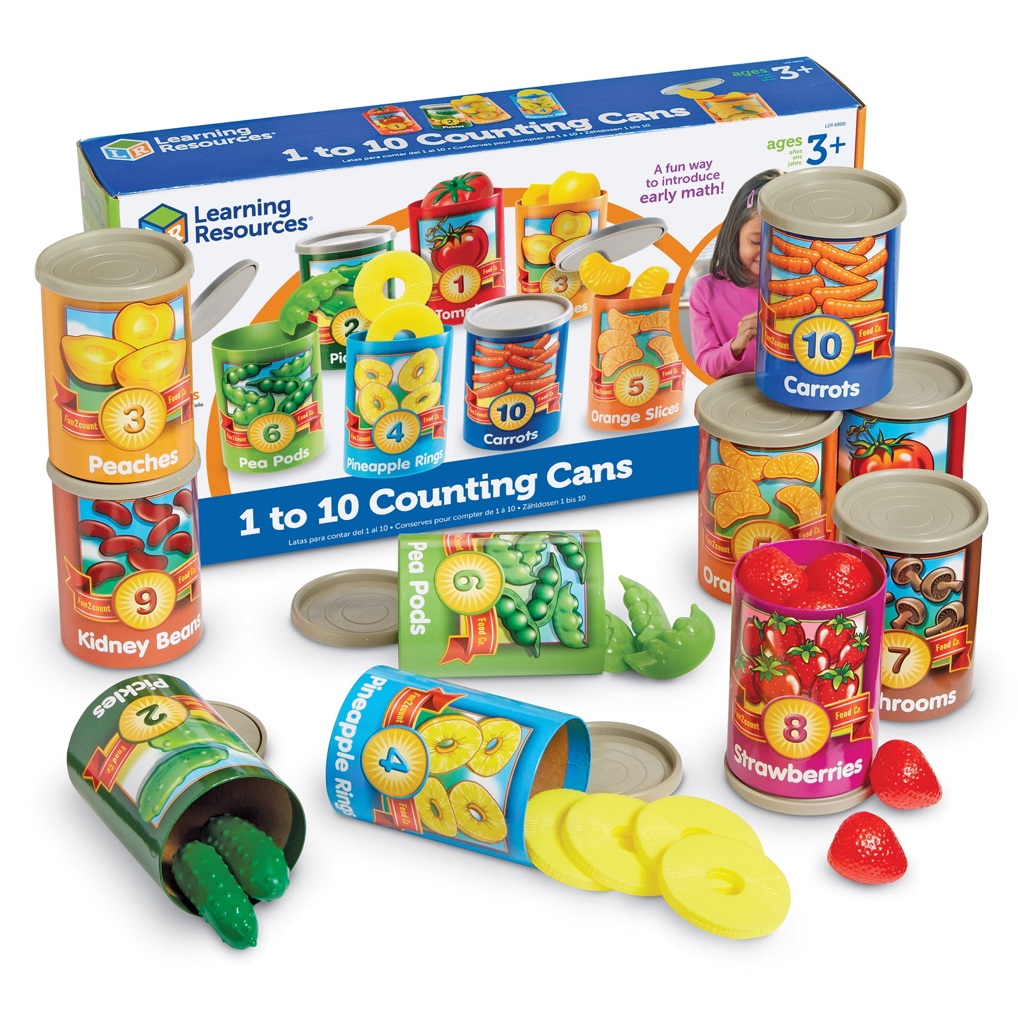 Learning Resources 1 to 10 Counting Cans, With Covers and Play Food, 75 ...