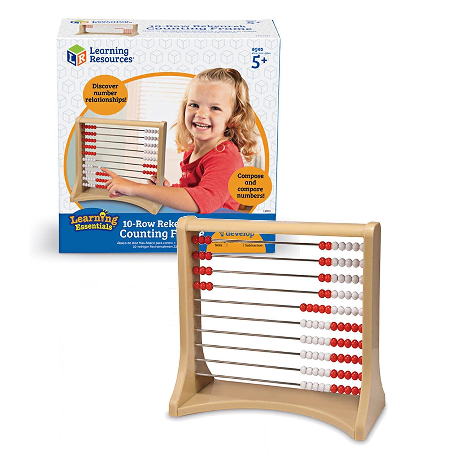 Learning Resources 10-Row Rekenrek Counting Frame, Math Manipulatives ...