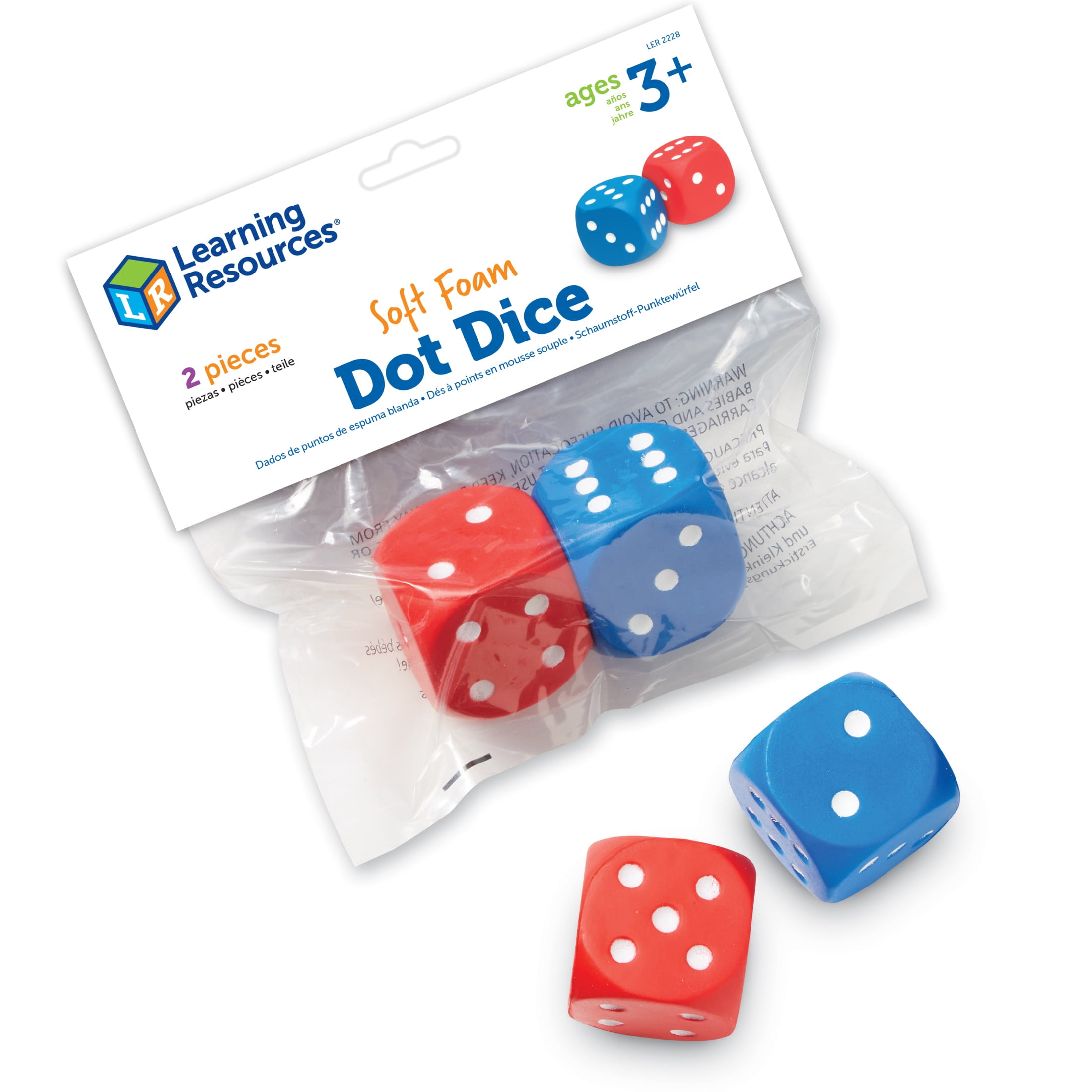 Learning Resources 6-Sided Foam Early Math Skills Dice,Blue/ Red, 2 ...