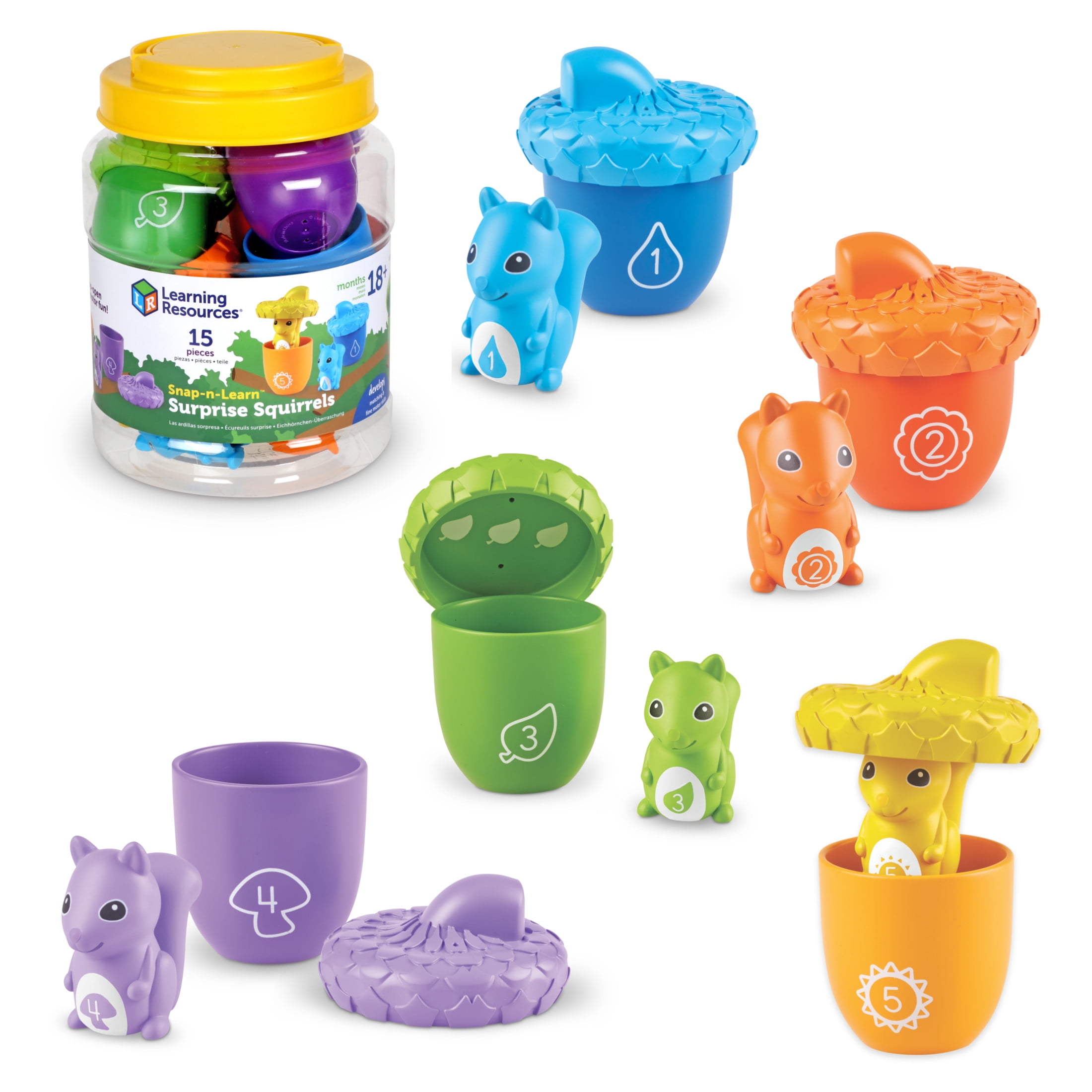 Learning Resources Snap-n-Learn Surprise Squirrels, Fine Motor Skills ...