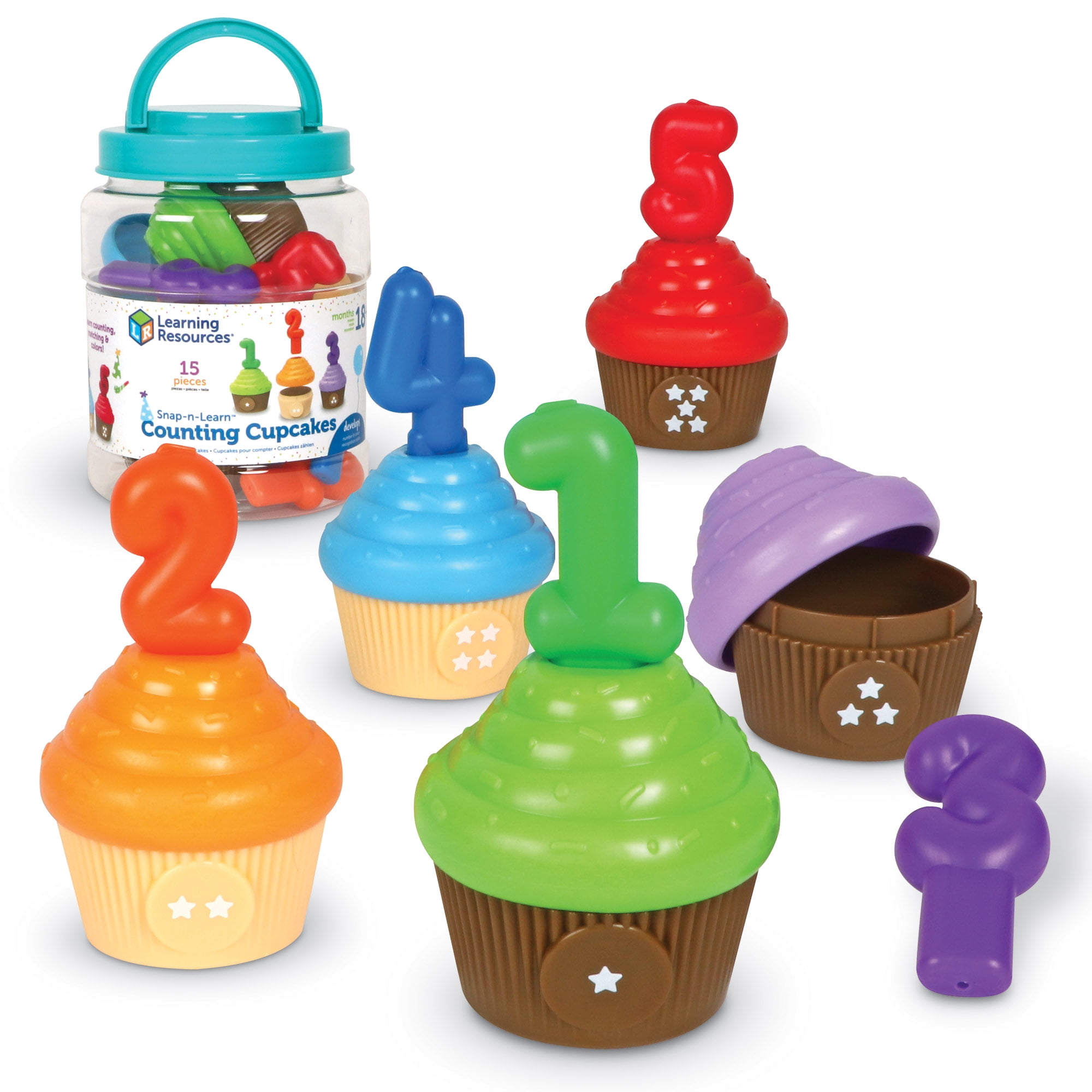 Learning Resources Snap-n-Learn Counting Cupcakes, 15 Pieces, Ages 18 ...